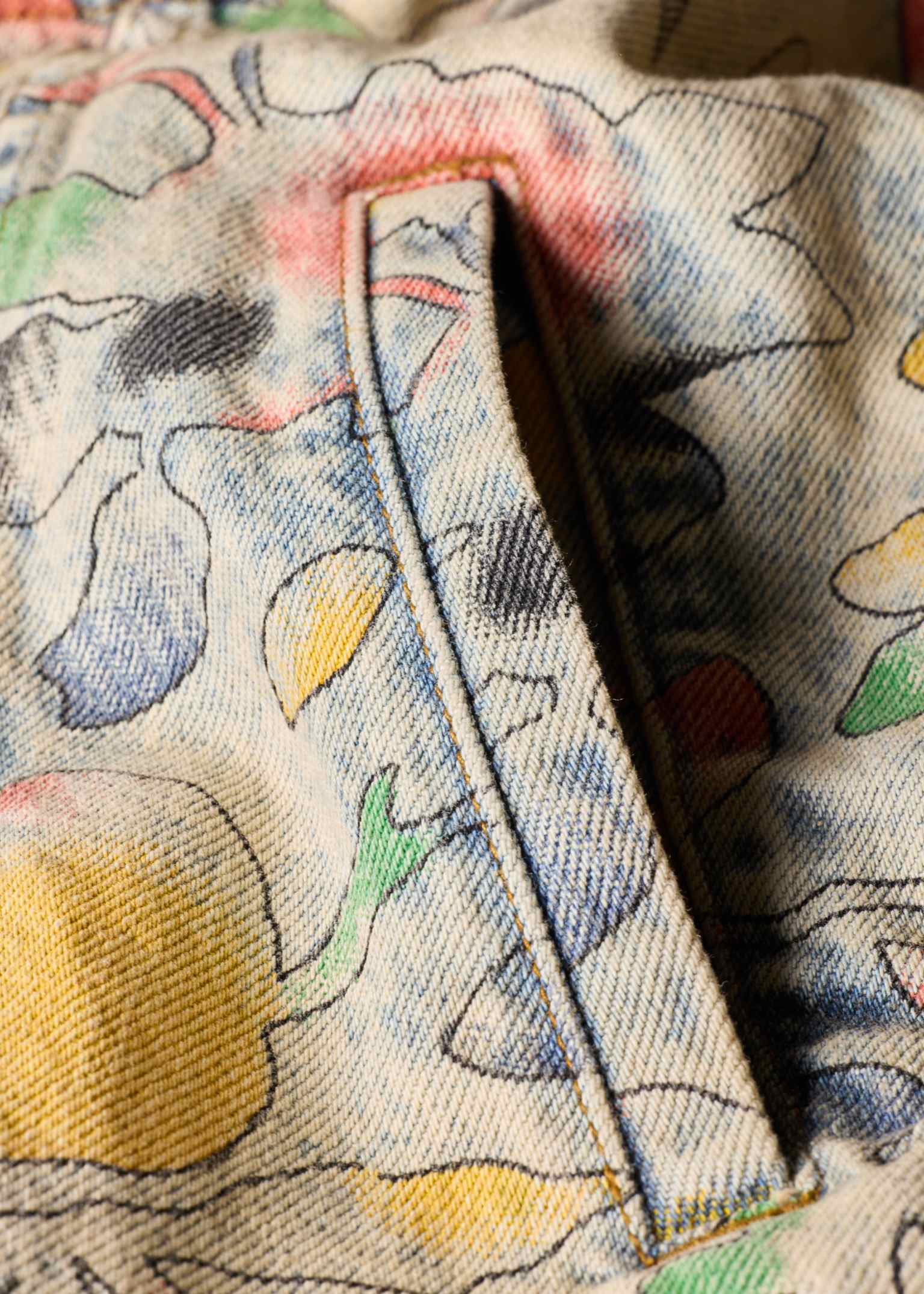 Veste Homme à Imprimé 'Good Fortune Floral' en Denim