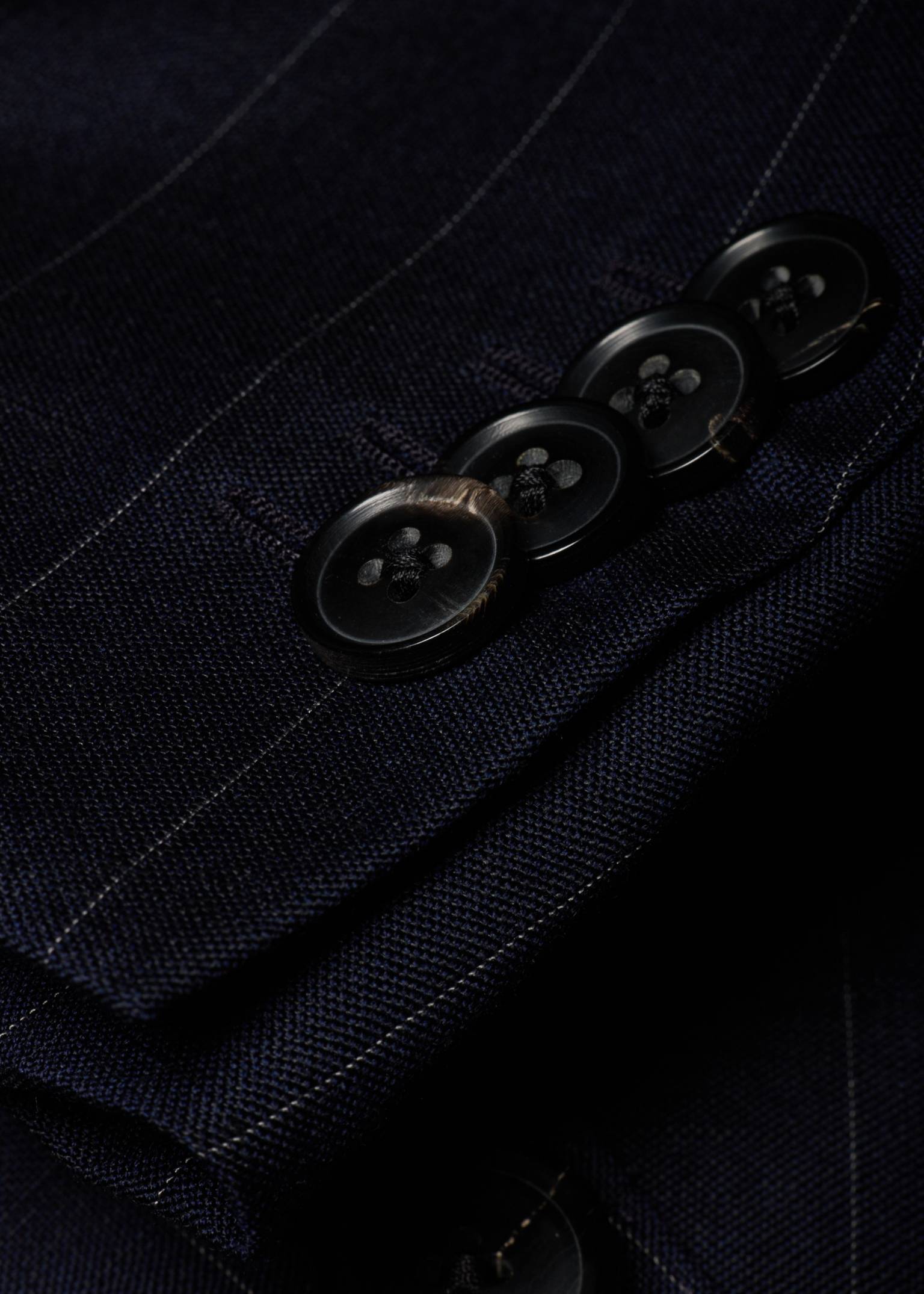 Men's Navy Wool-Linen Pinstripe Buggy-Lined Blazer