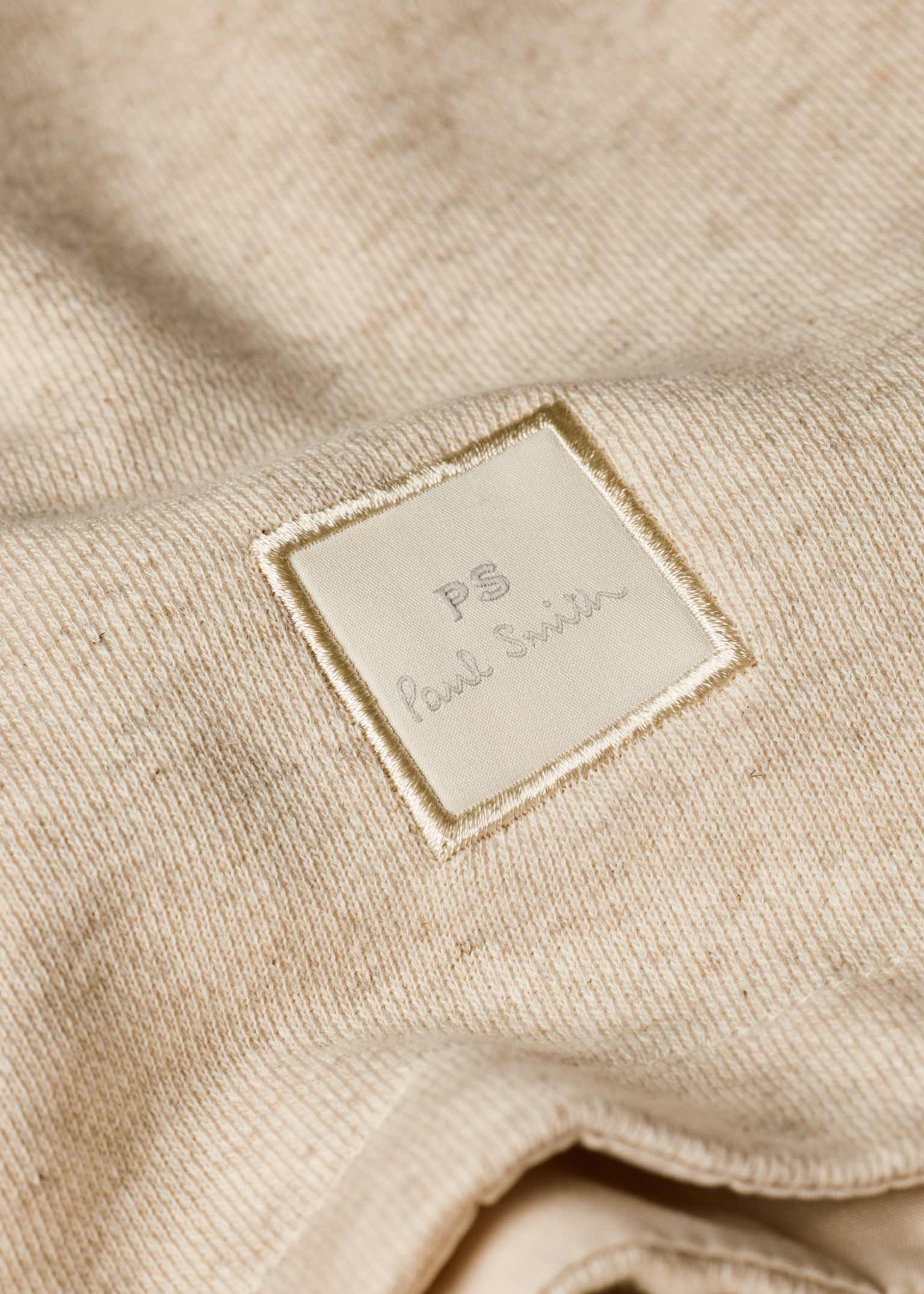 Men's Ecru Marl Quarter Zip Collar Sweatshirt