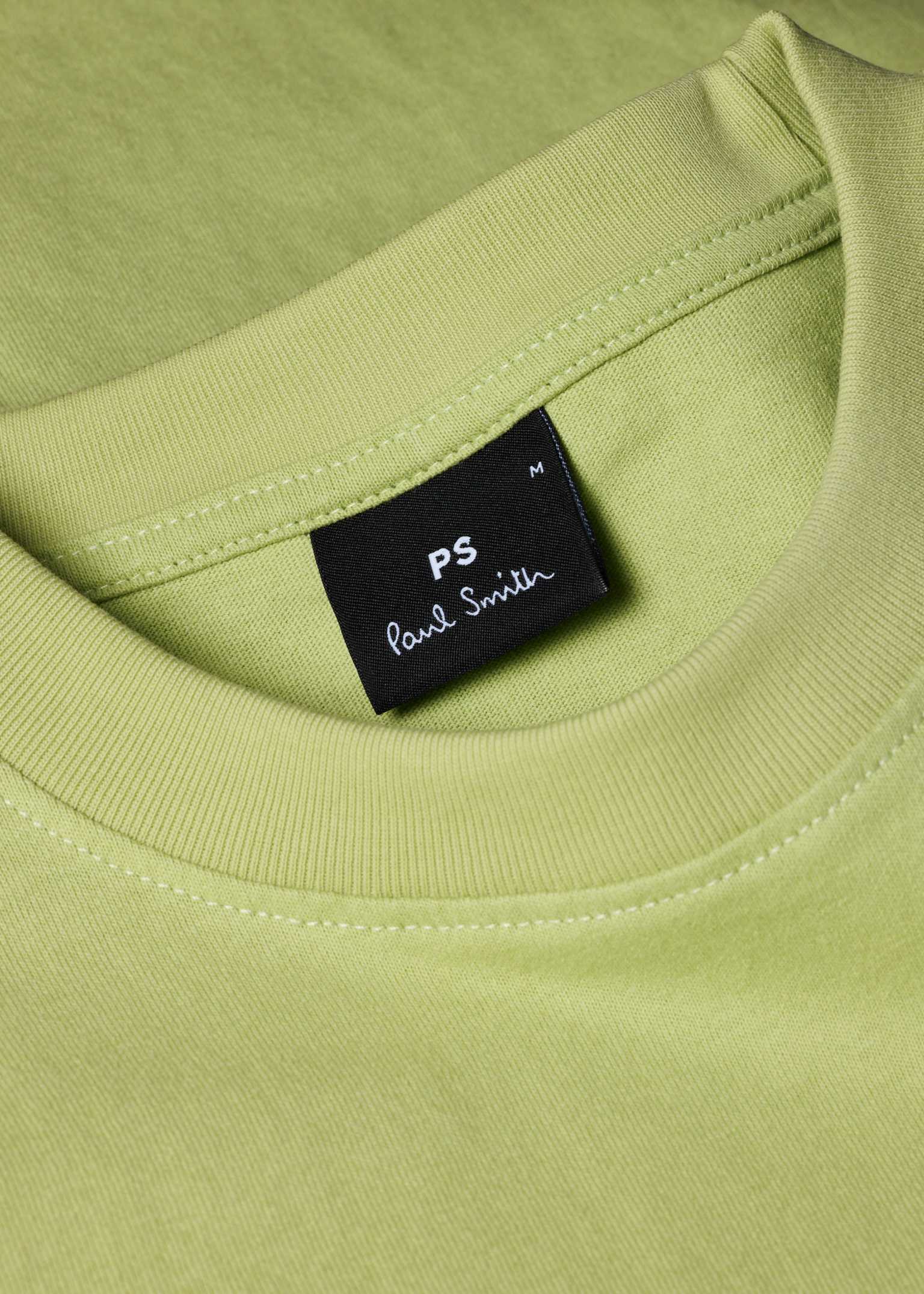 Men's Pale Green Blanket-Stitch 'Happy' T-Shirt