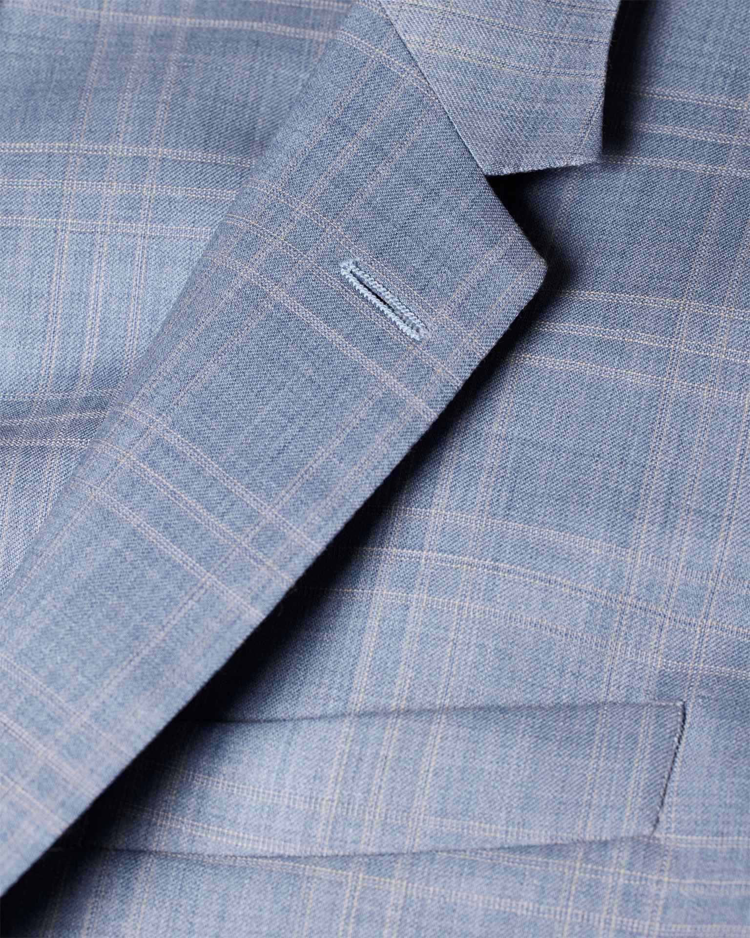 The Soho - Tailored-Fit Pale Blue Check Wool Suit