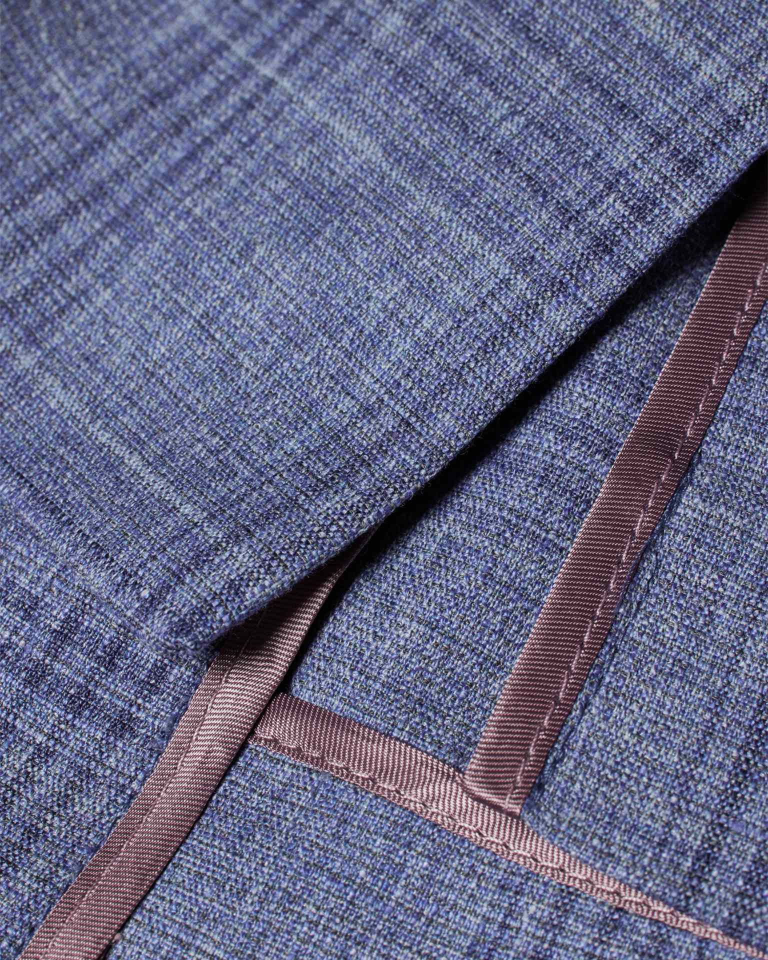 Men's Sky Blue Cotton-Linen Check Unlined Blazer