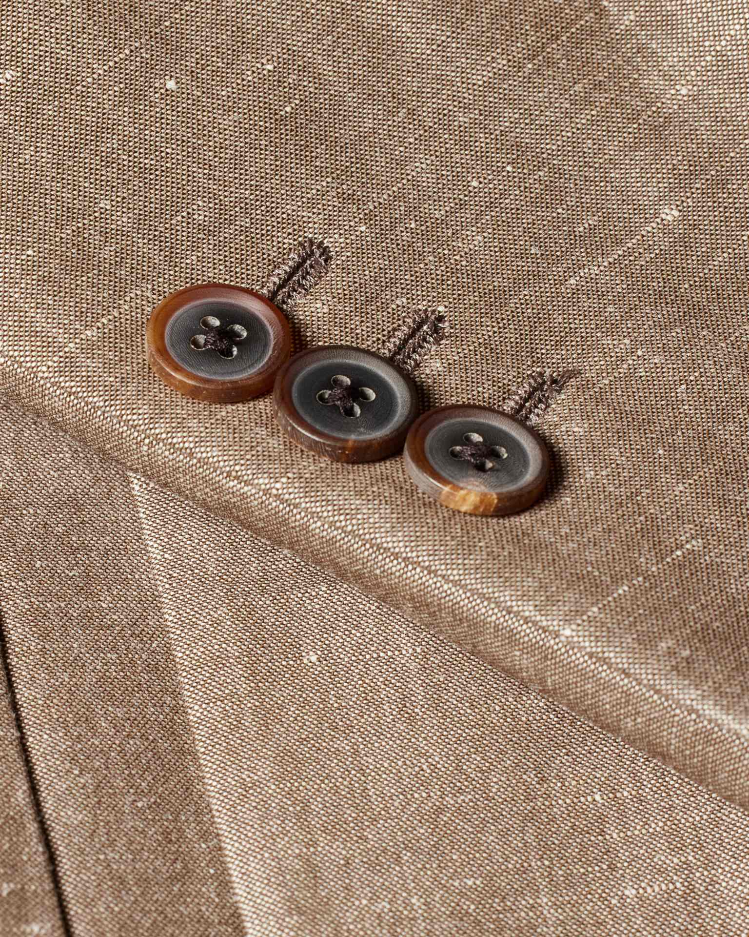 Men's Light Brown Linen-Wool Double-Breasted Blazer