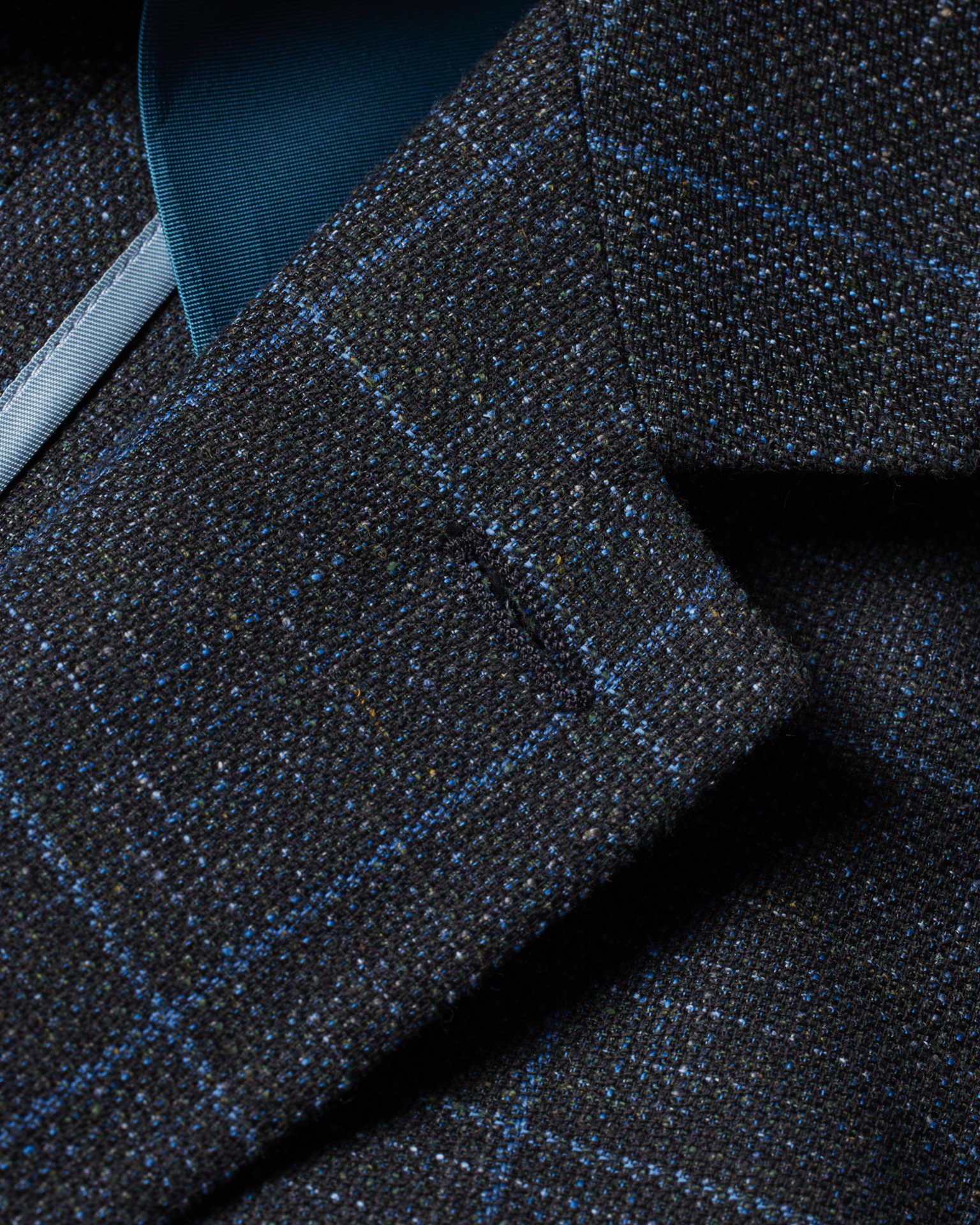 Men's Tailored-Fit Navy Wool-Linen Check Blazer