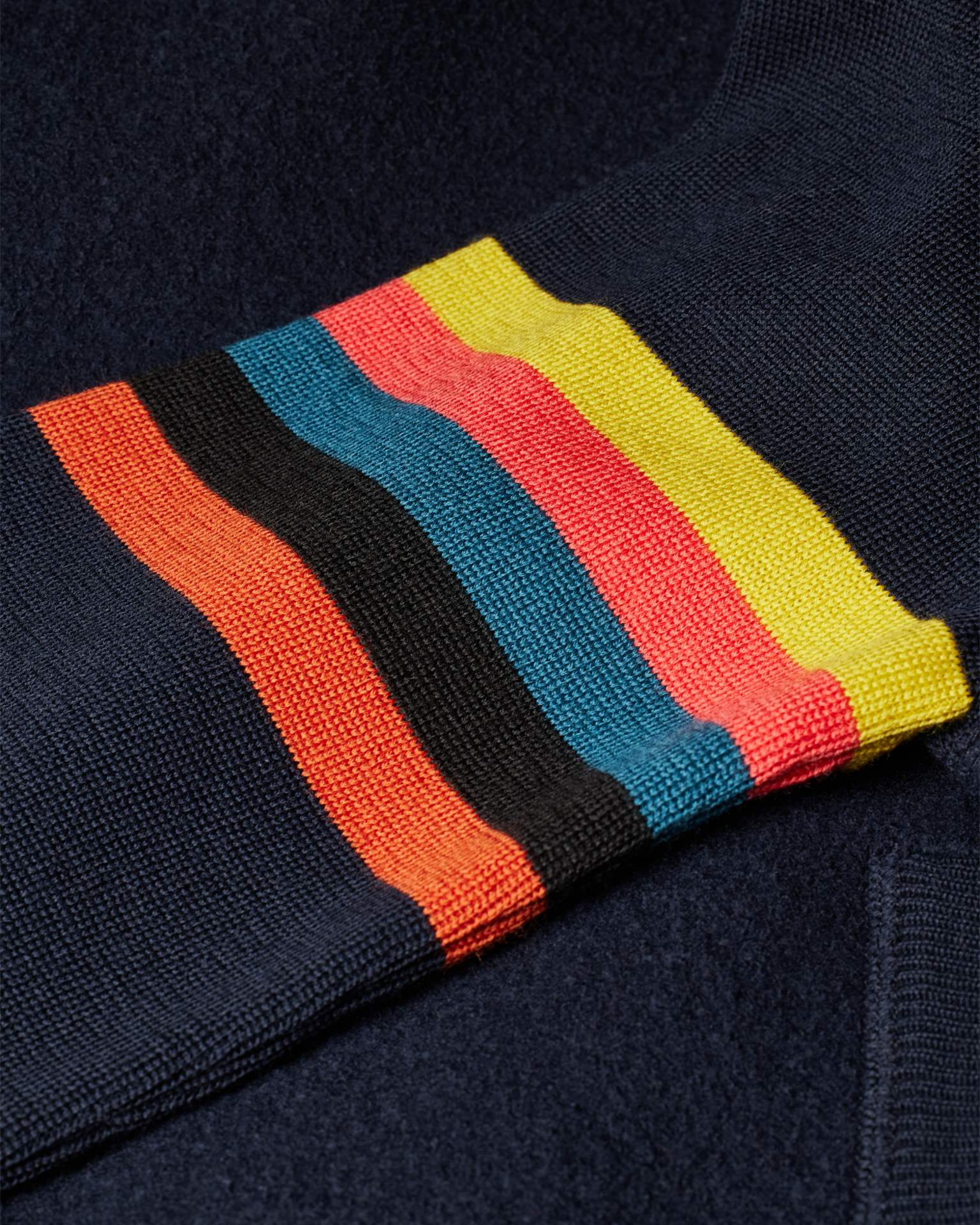 Men's Navy Wool 'Artist Stripe' Zip Bomber Jacket