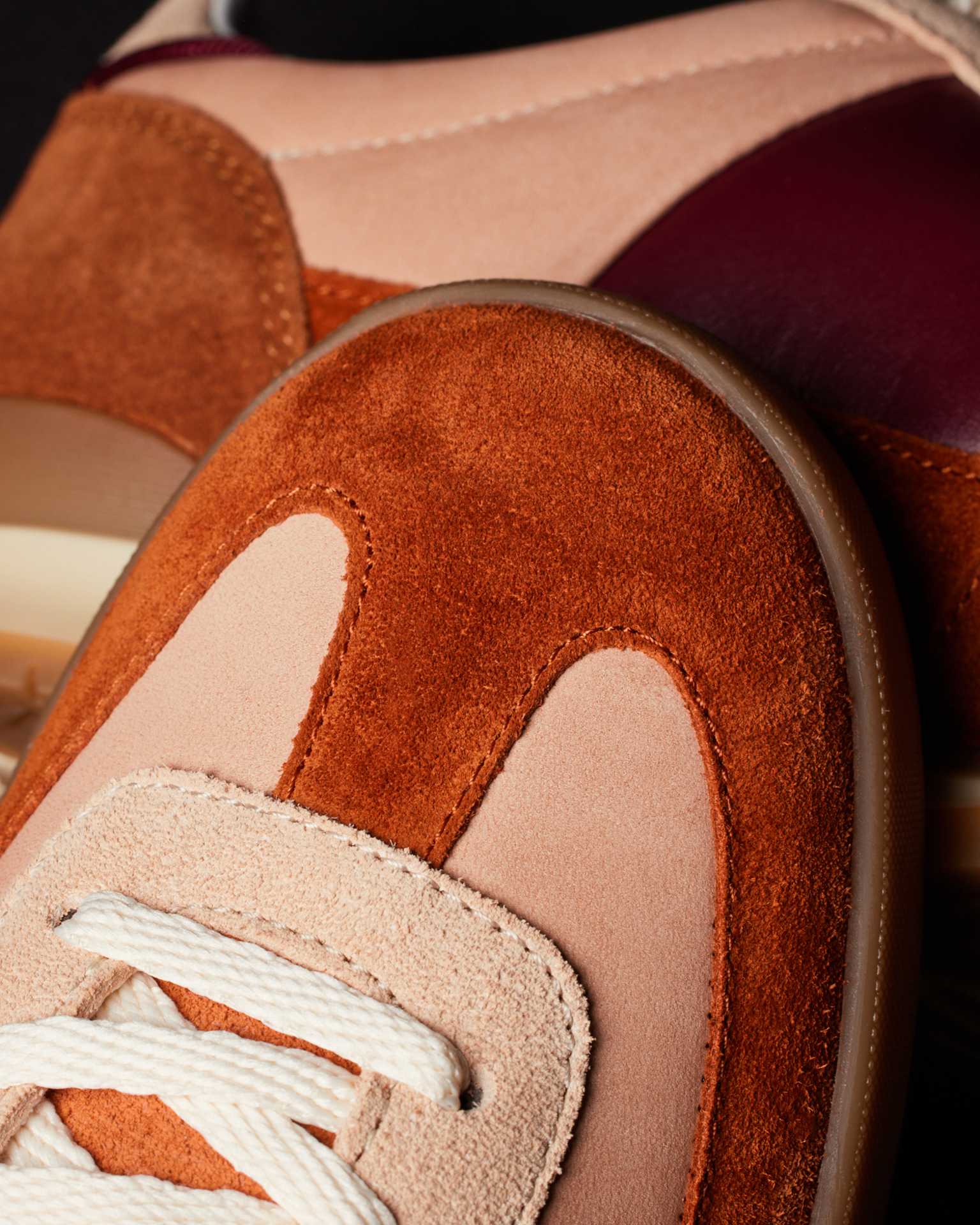 Women's Nubuck Rust Orange 'Dover' Colourblock Retro Gum Trainers