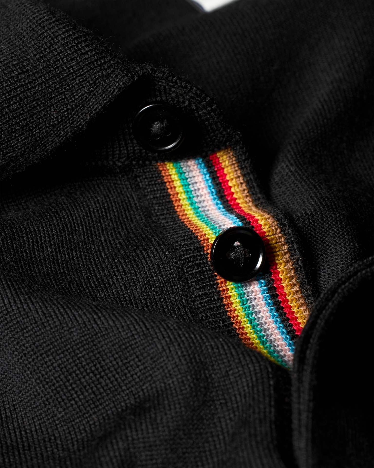 Men's Black Merino Wool Short Sleeve Polo Shirt