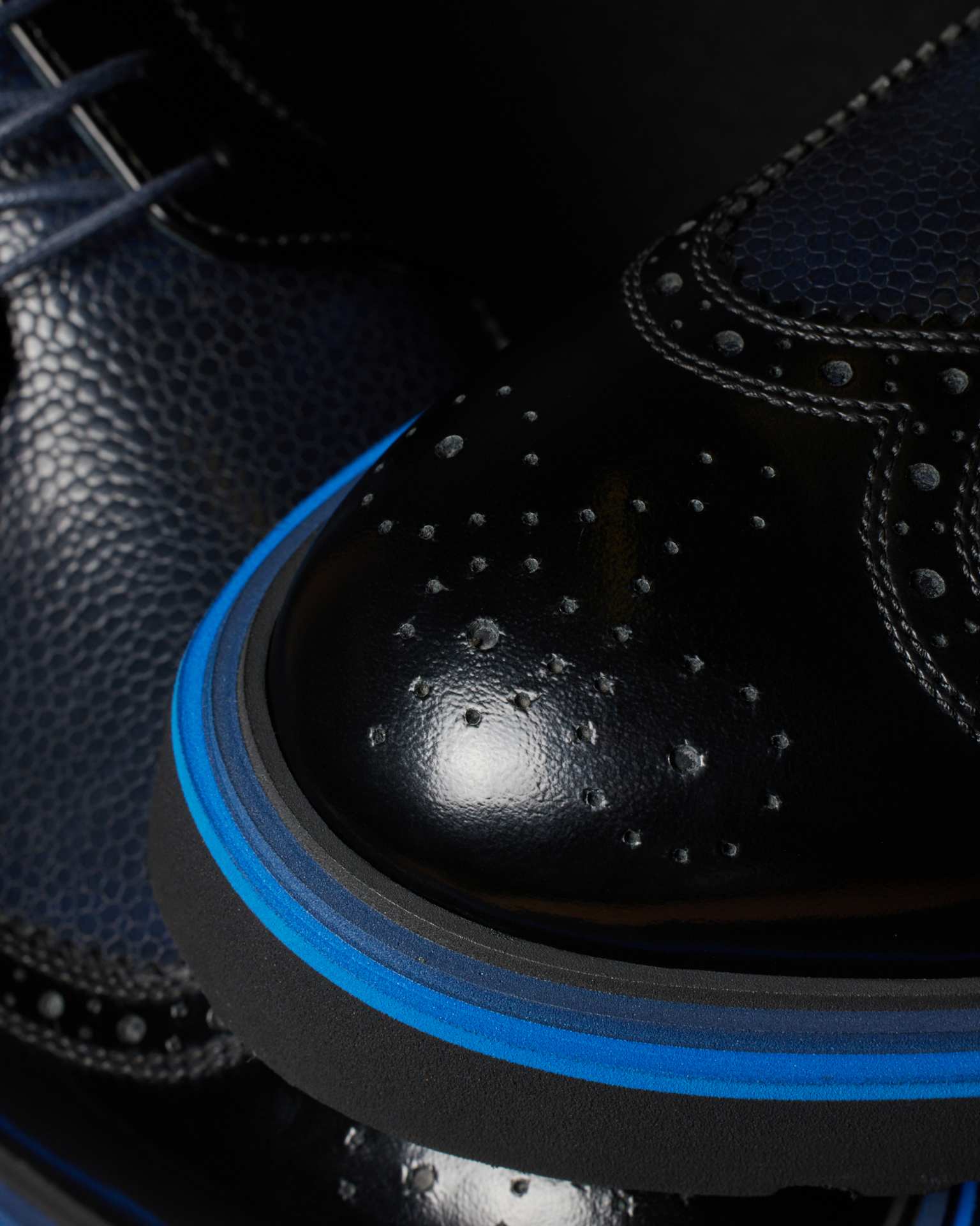 Men's Black and Navy Pebble Embossed Leather 'Count' Brogues
