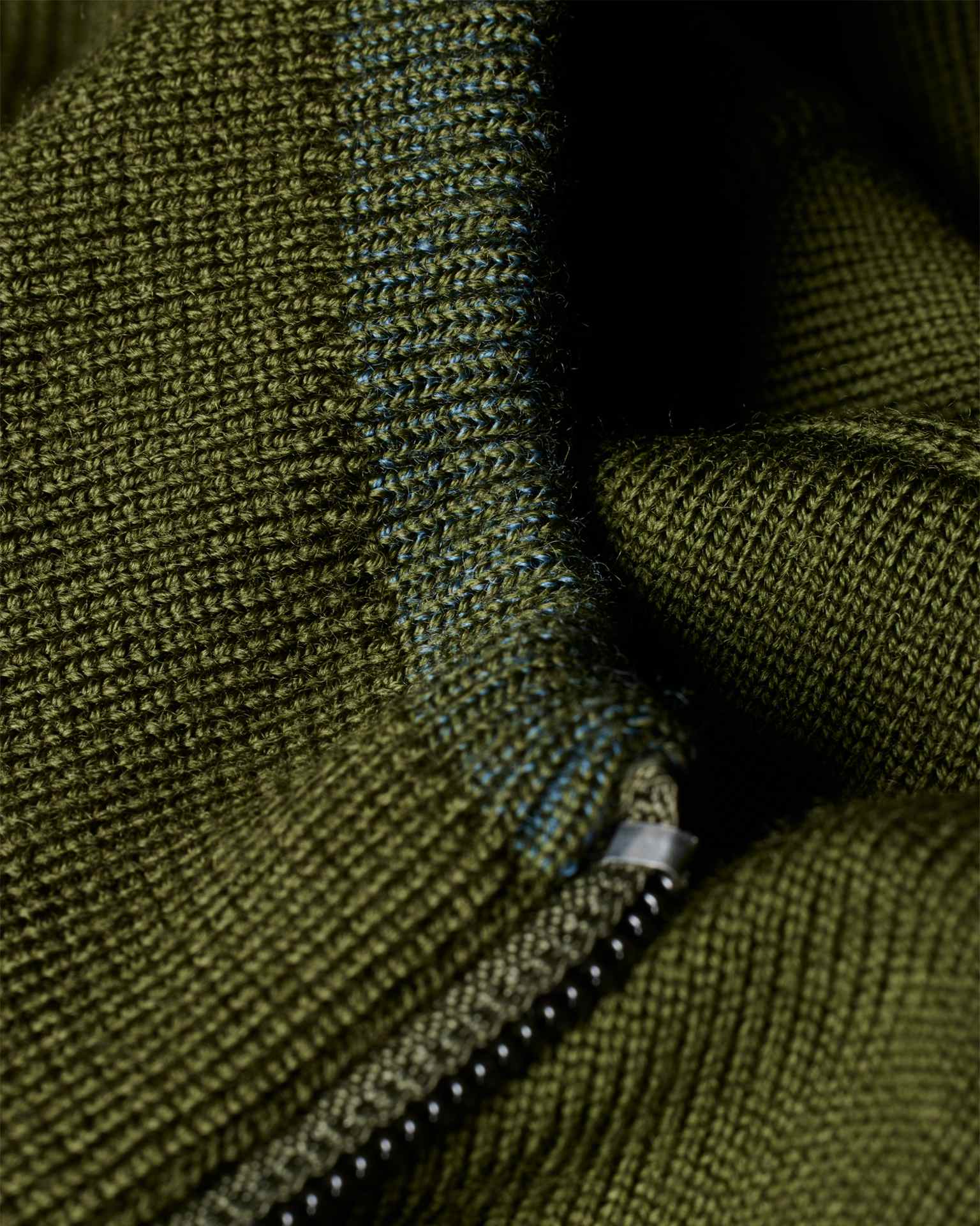 Khaki Merino Wool Half Zip Sweater
