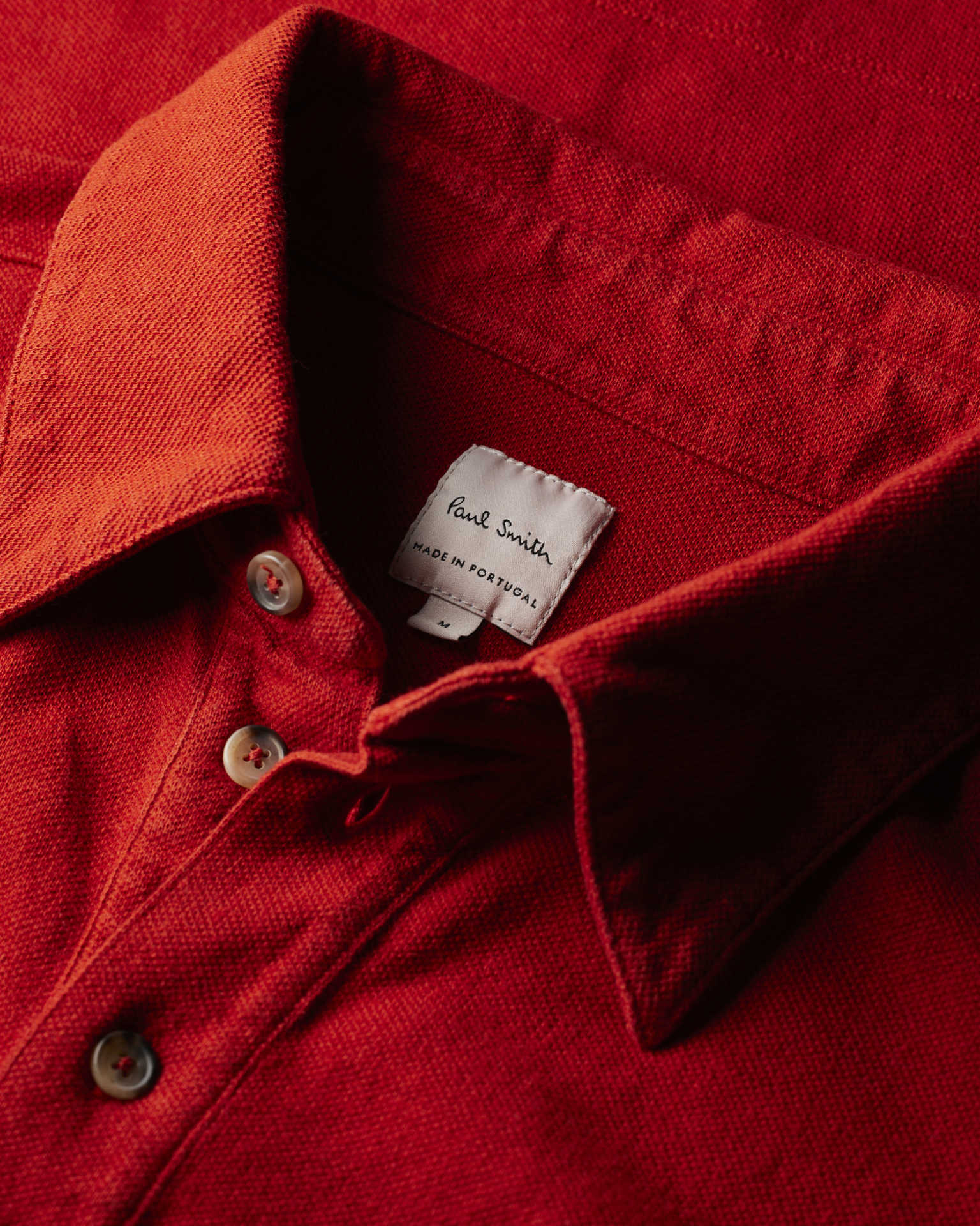 Men's Red Cotton-Linen Polo Shirt