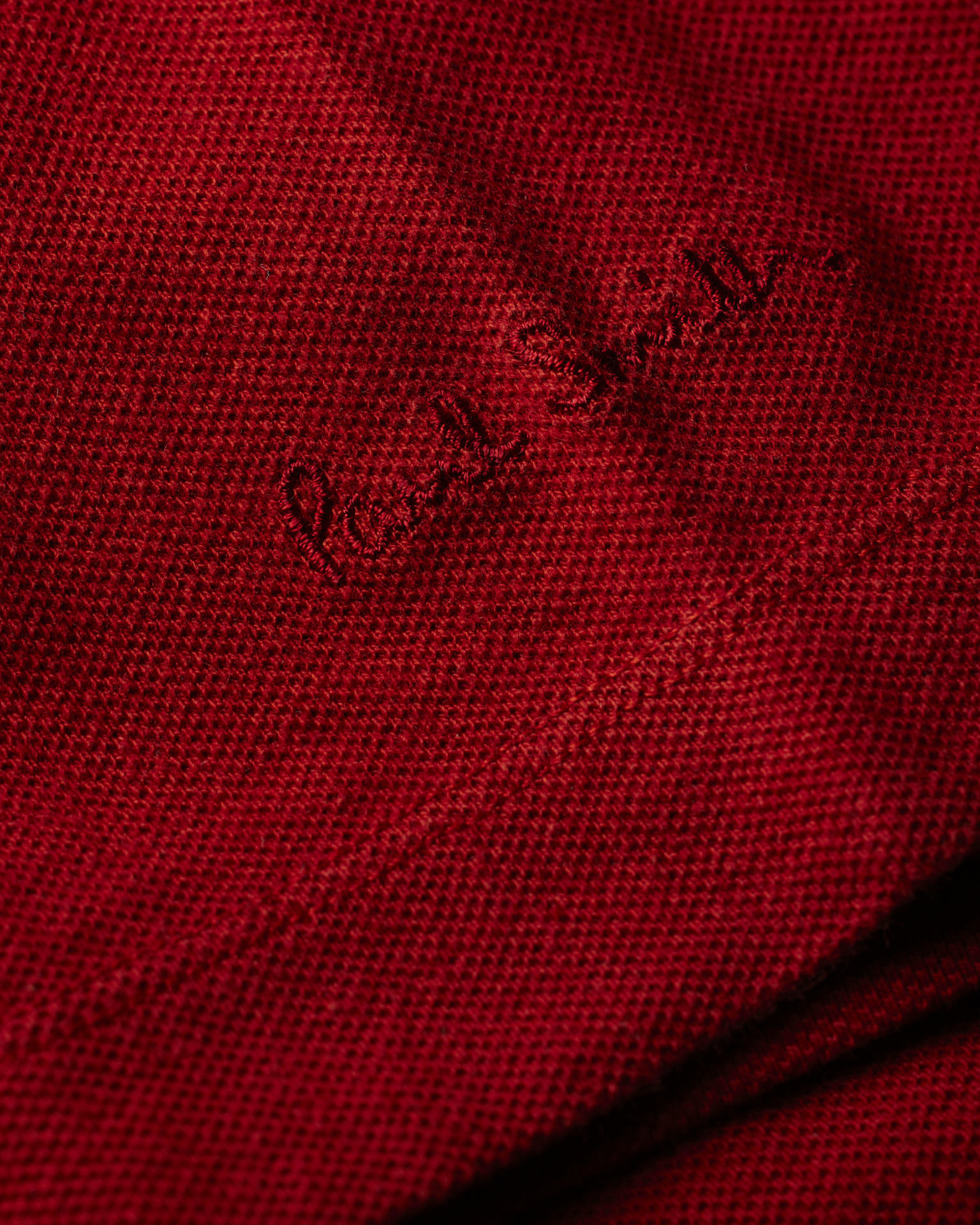 Men's Red Cotton-Linen Polo Shirt