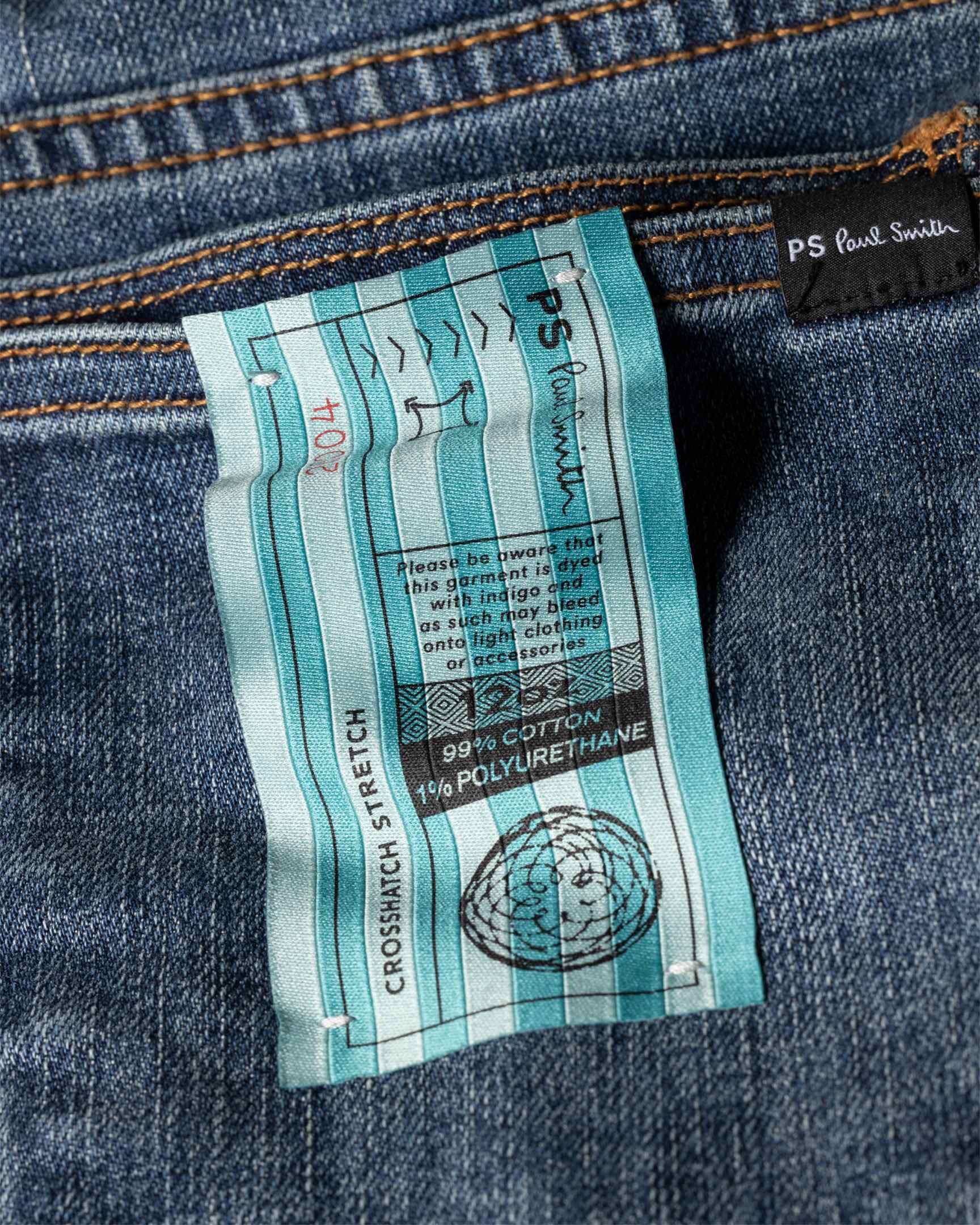 Standard-Fit 11.8oz 'Crosshatch Stretch' Blue-Rinse Jeans