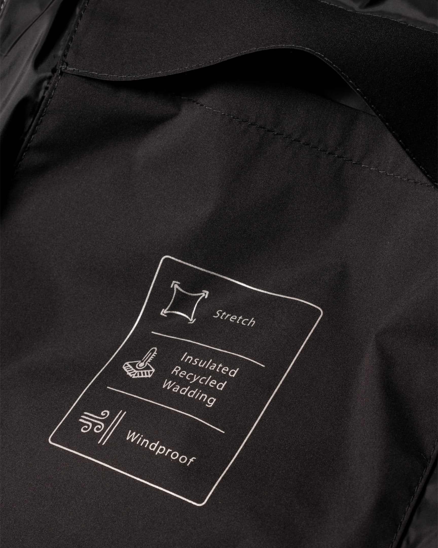 Men's Black Mixed Media Wadded Jacket