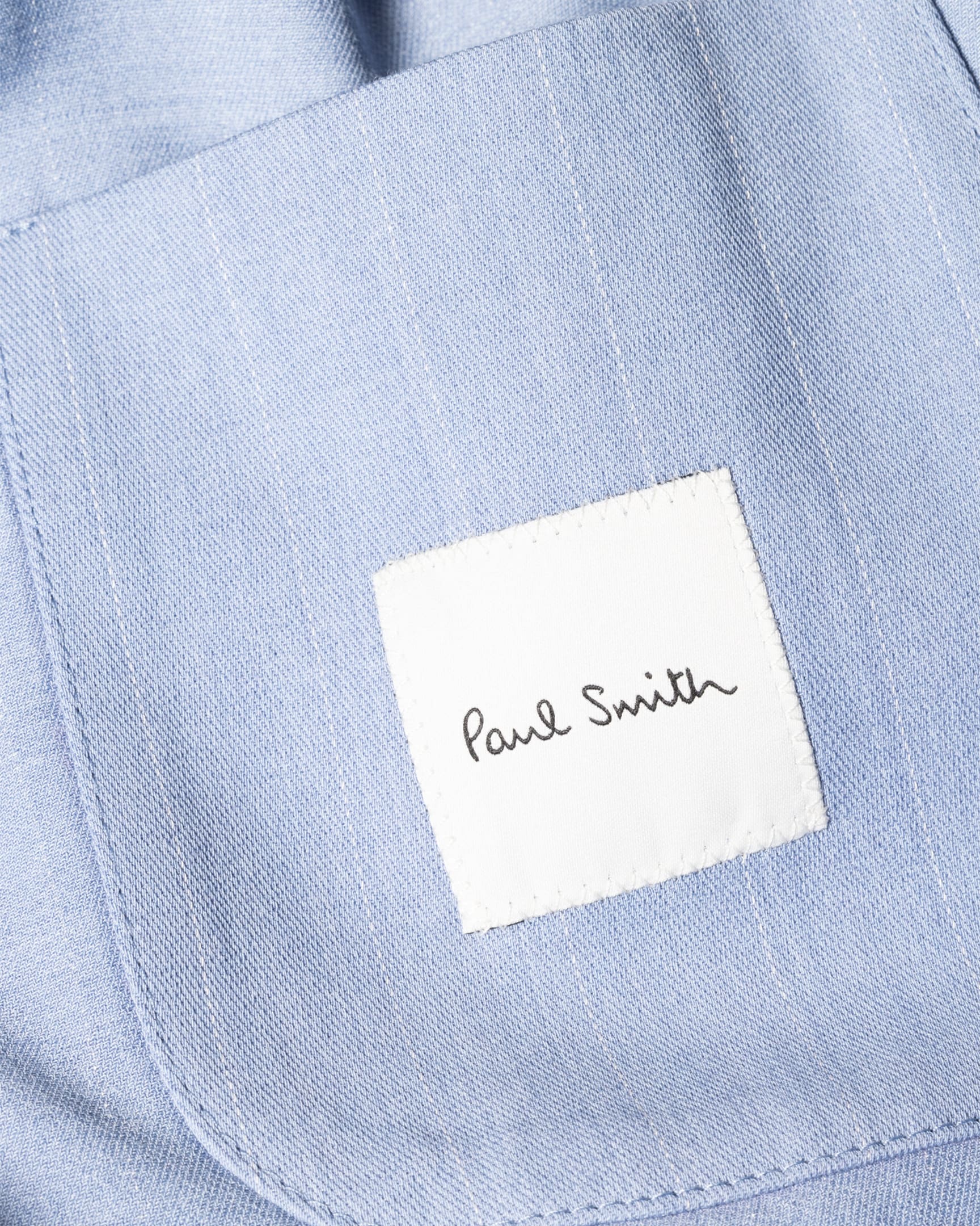 Men's Light Blue Overdyed Pinstripe Patch Pocket Blazer