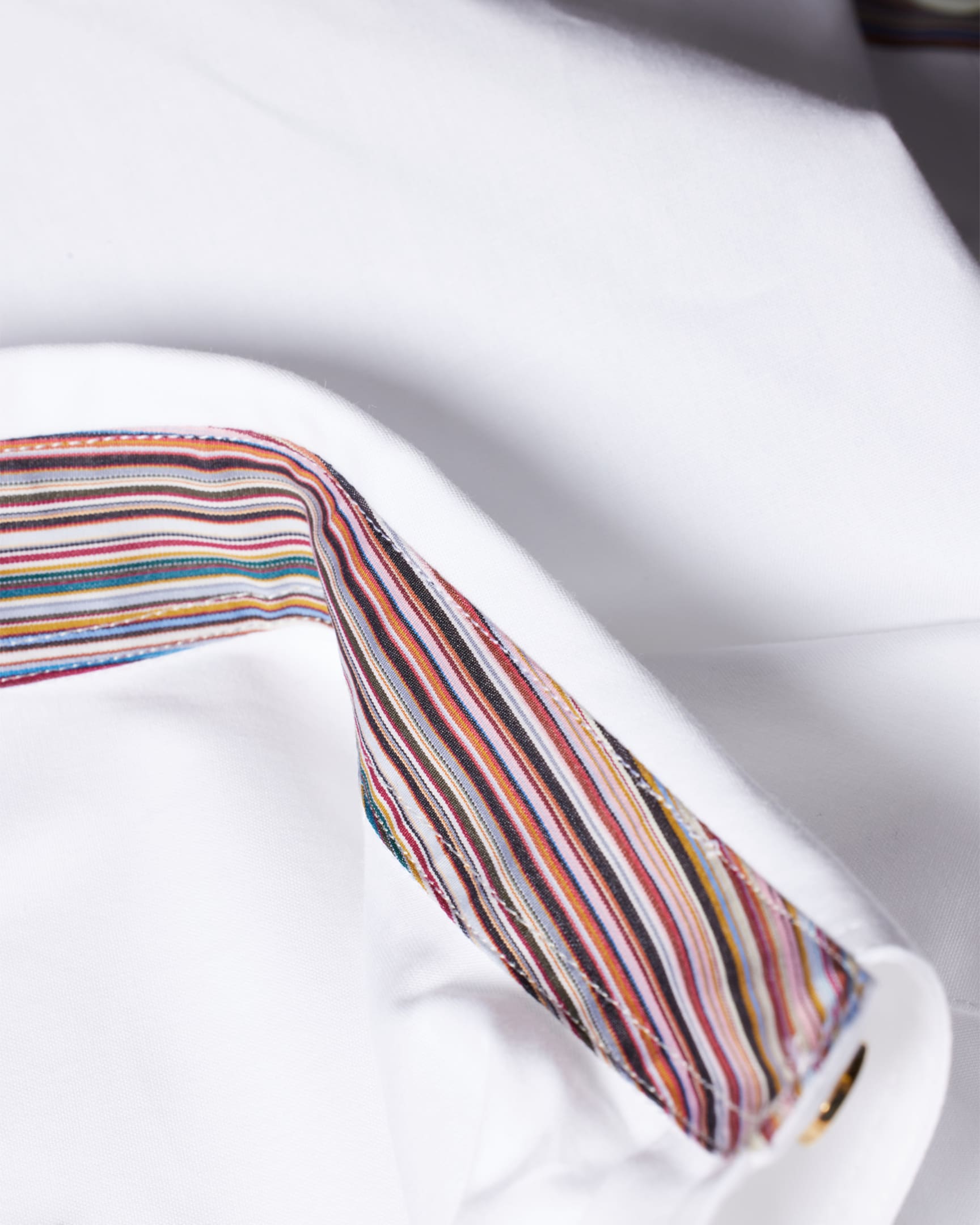 Women's White 'Signature Stripe' Cuff Cotton Shirt