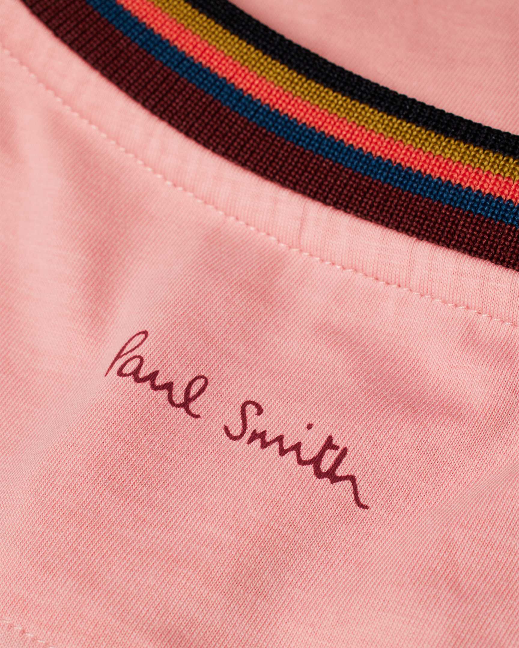 Men's Pink 'Artist Stripe' Collar Cotton T-Shirt