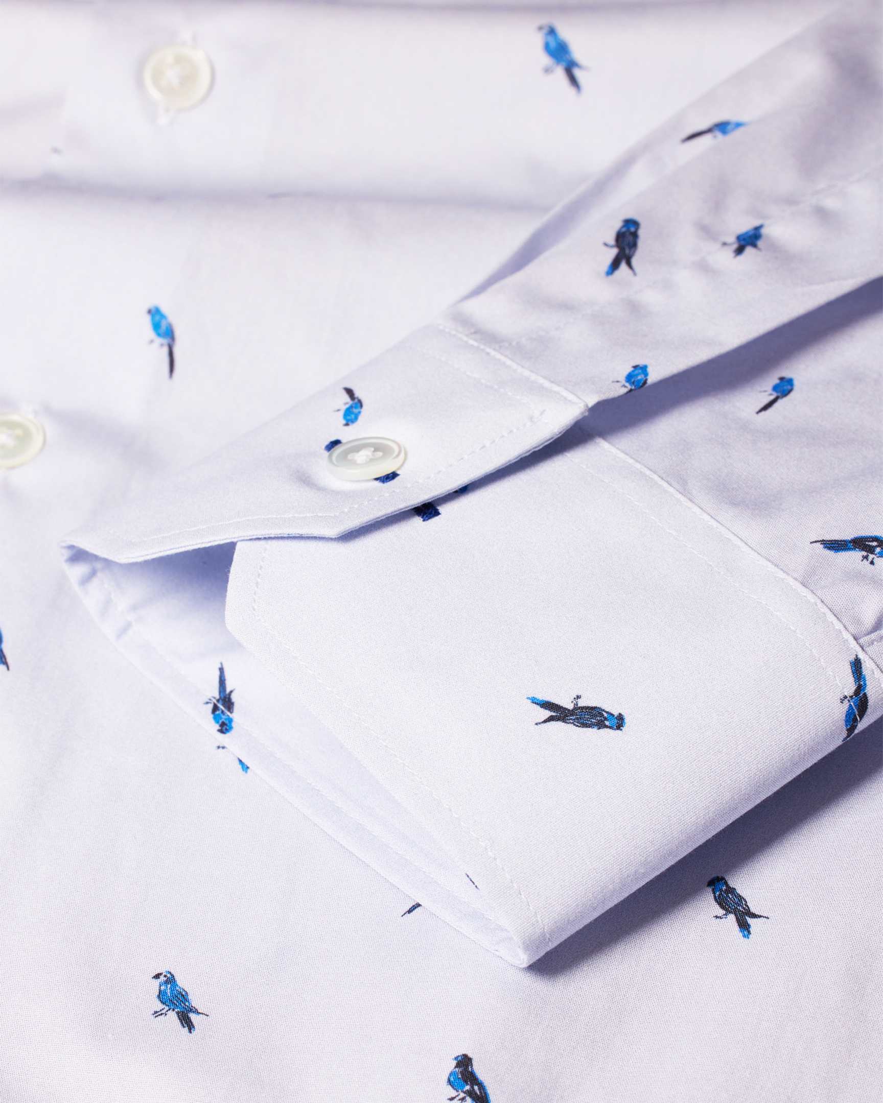 Men's Tailored-Fit Light Blue 'Bird' Print Shirt