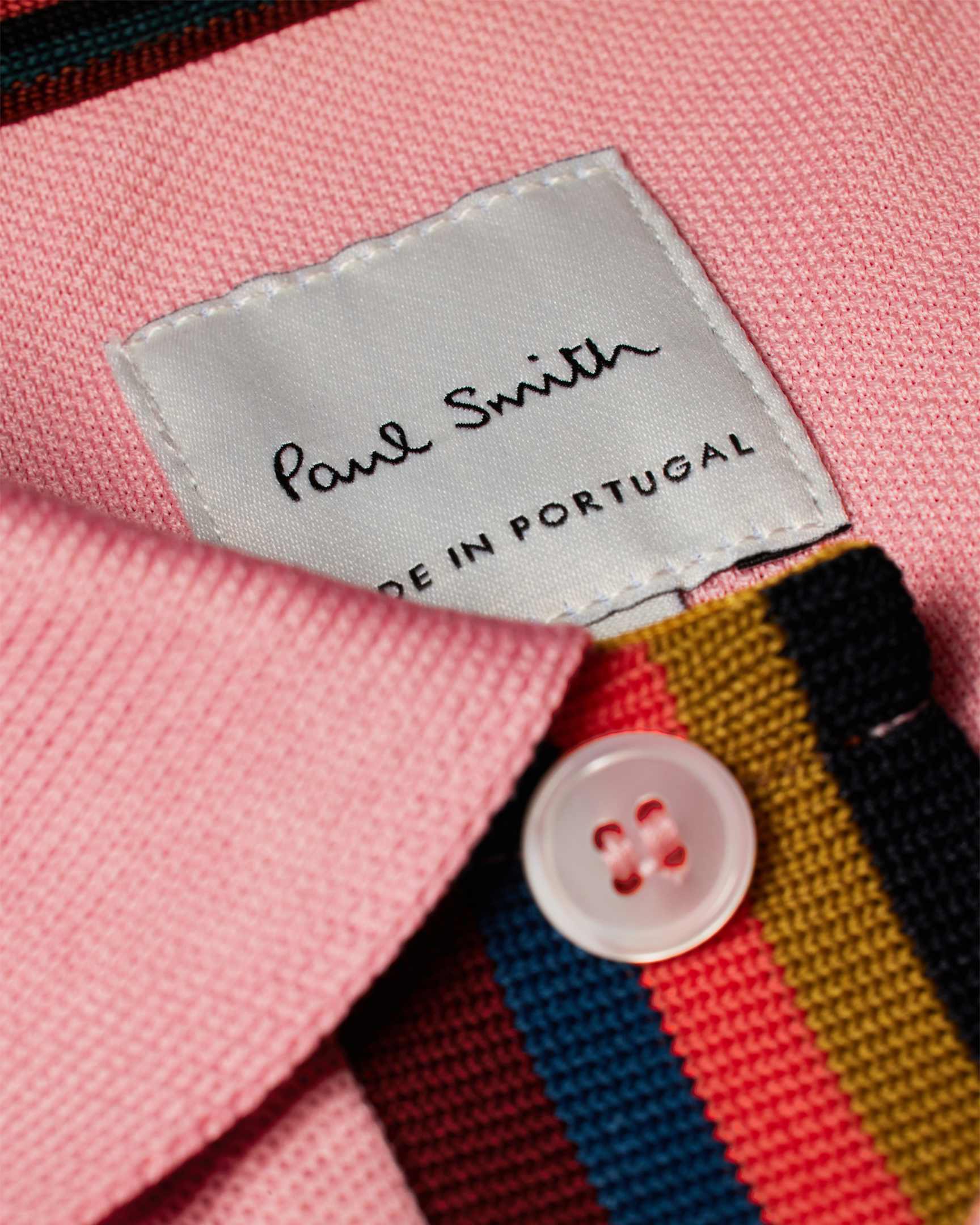 Men's Light Pink 'Artist Stripe' Placket Polo Shirt