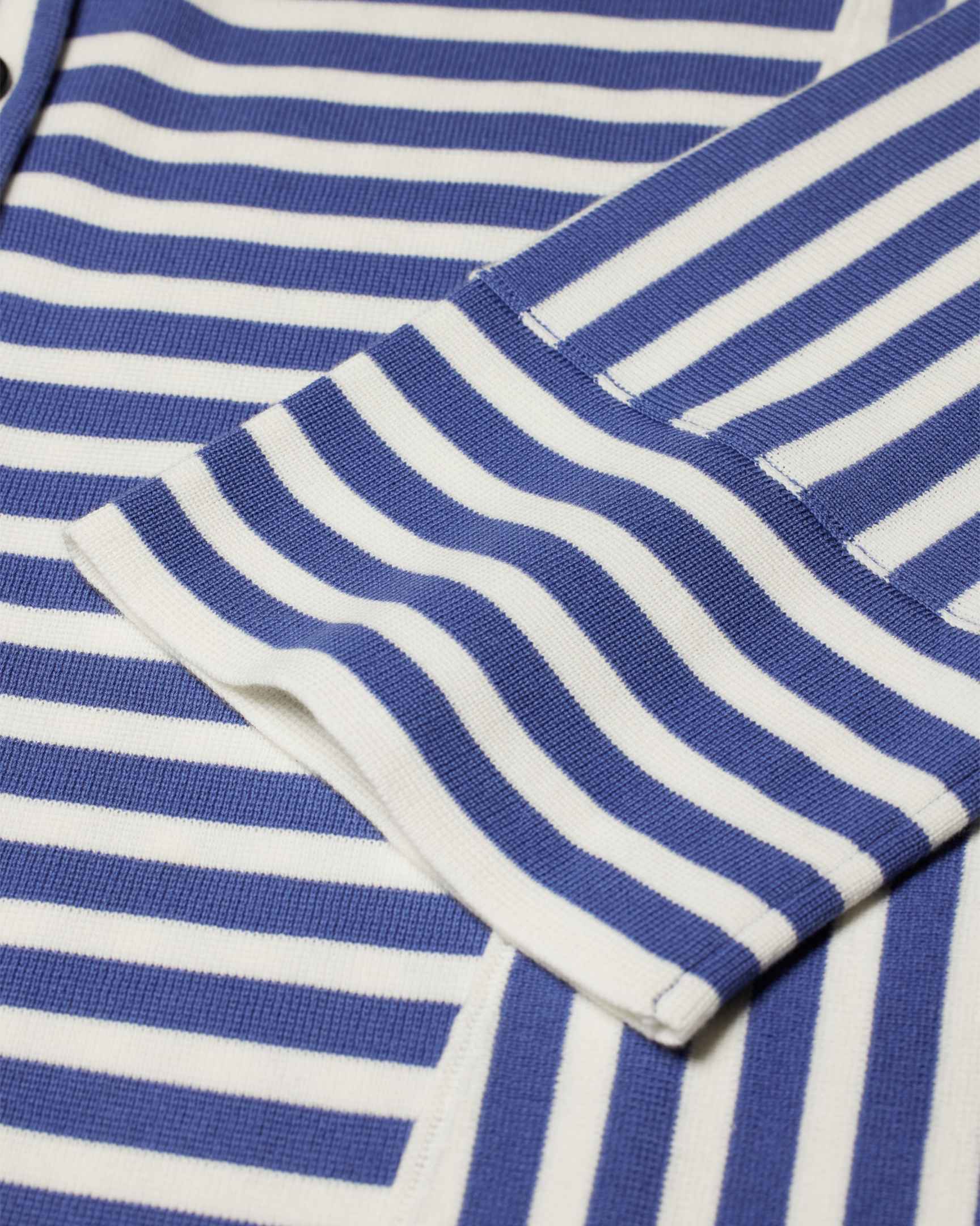 Women's Blue and White Mixed Stripe Knitted Jacket