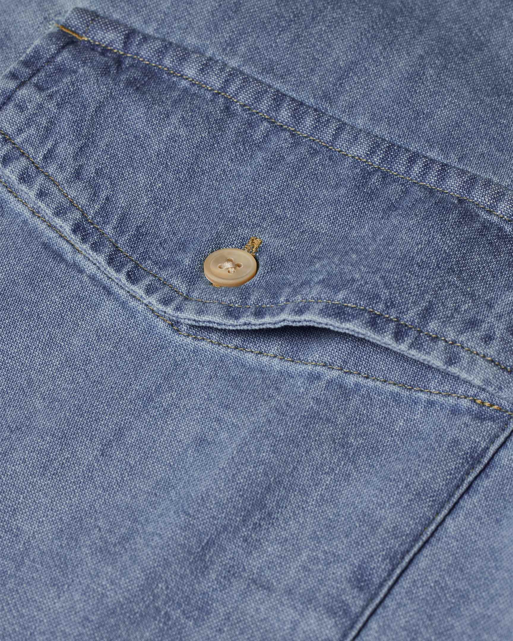 Men's Light Wash Denim Patch-Pocket Shirt