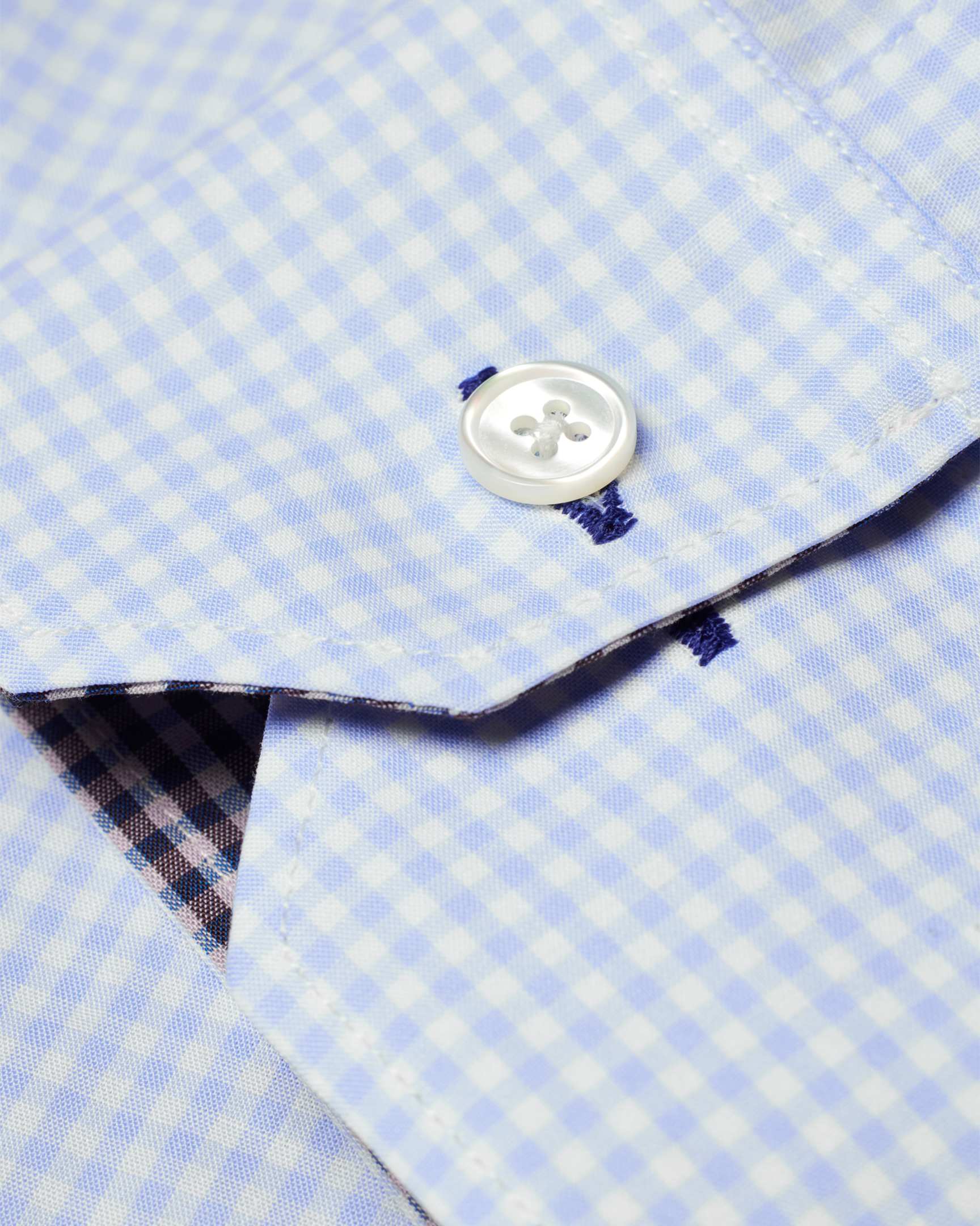 Men's Pale Blue Tailored-Fit Gingham Cotton Shirt