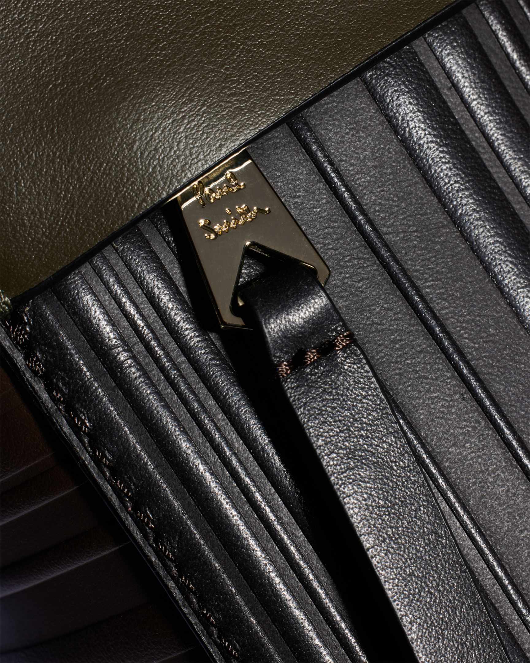 Khaki 'Shadow Stripe' Leather Slim Folio