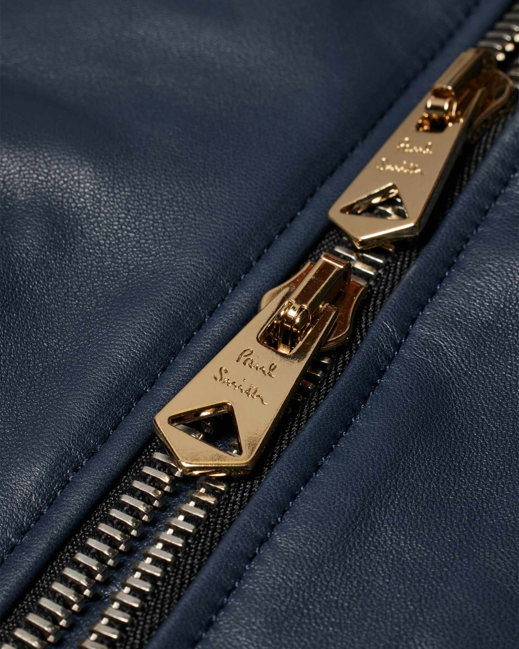 Men's Slim-Fit Dark Blue Leather Jacket