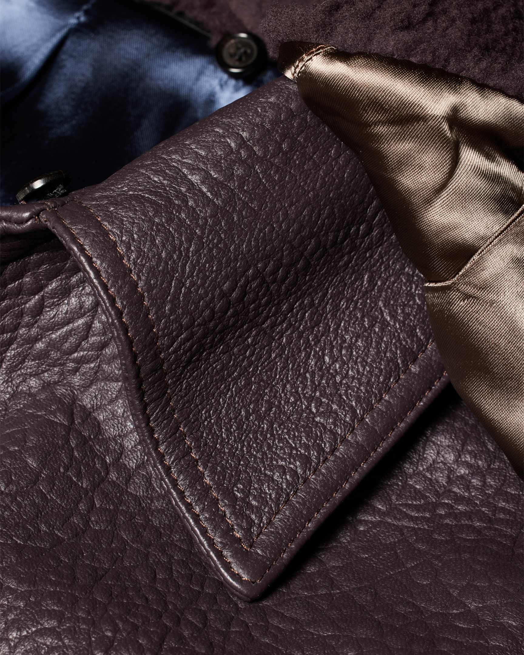 Men's Dark Purple Grained Leather Jacket