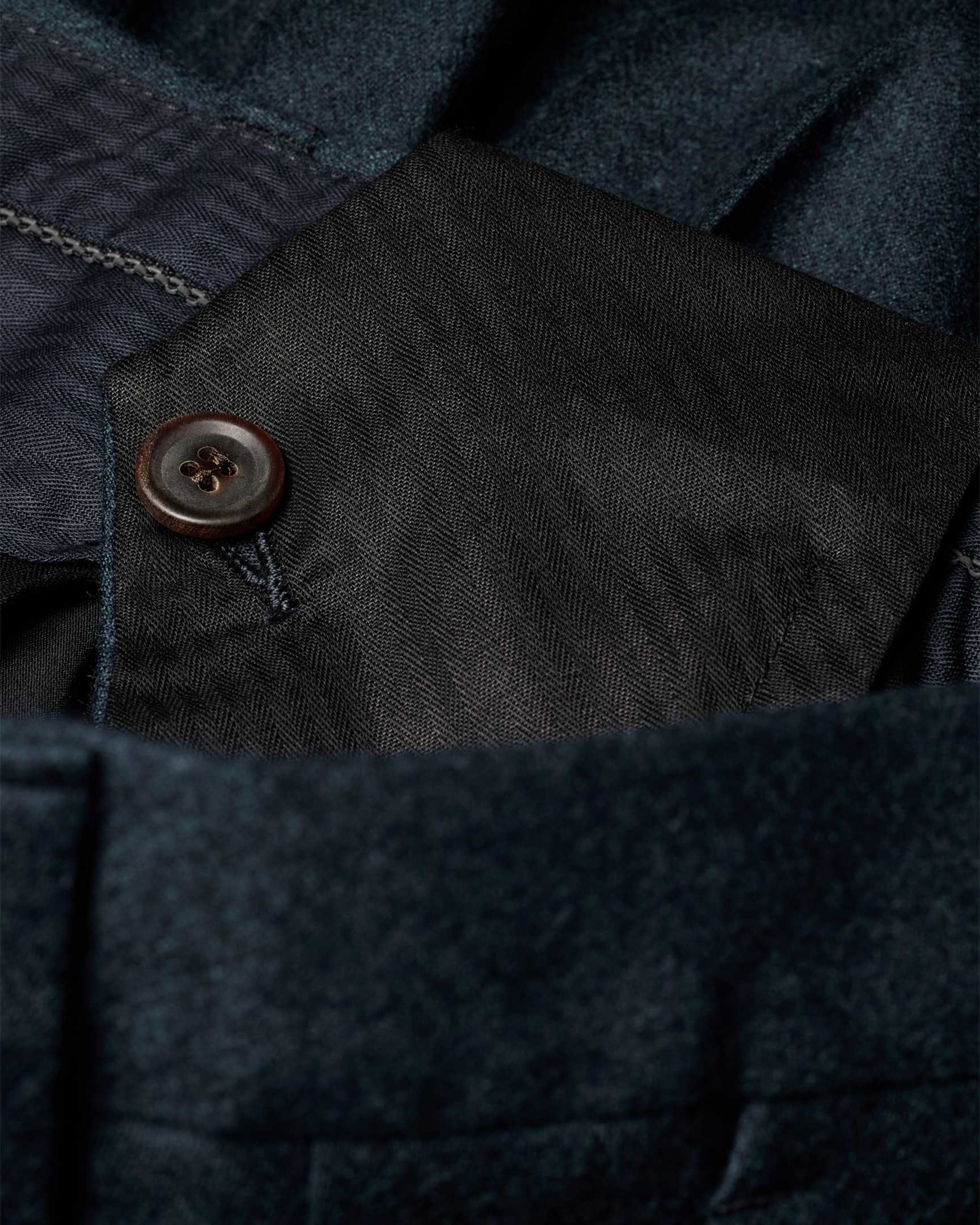 Men's Dark Teal Wool-Cashmere Flannel Embroidered Flower Suit