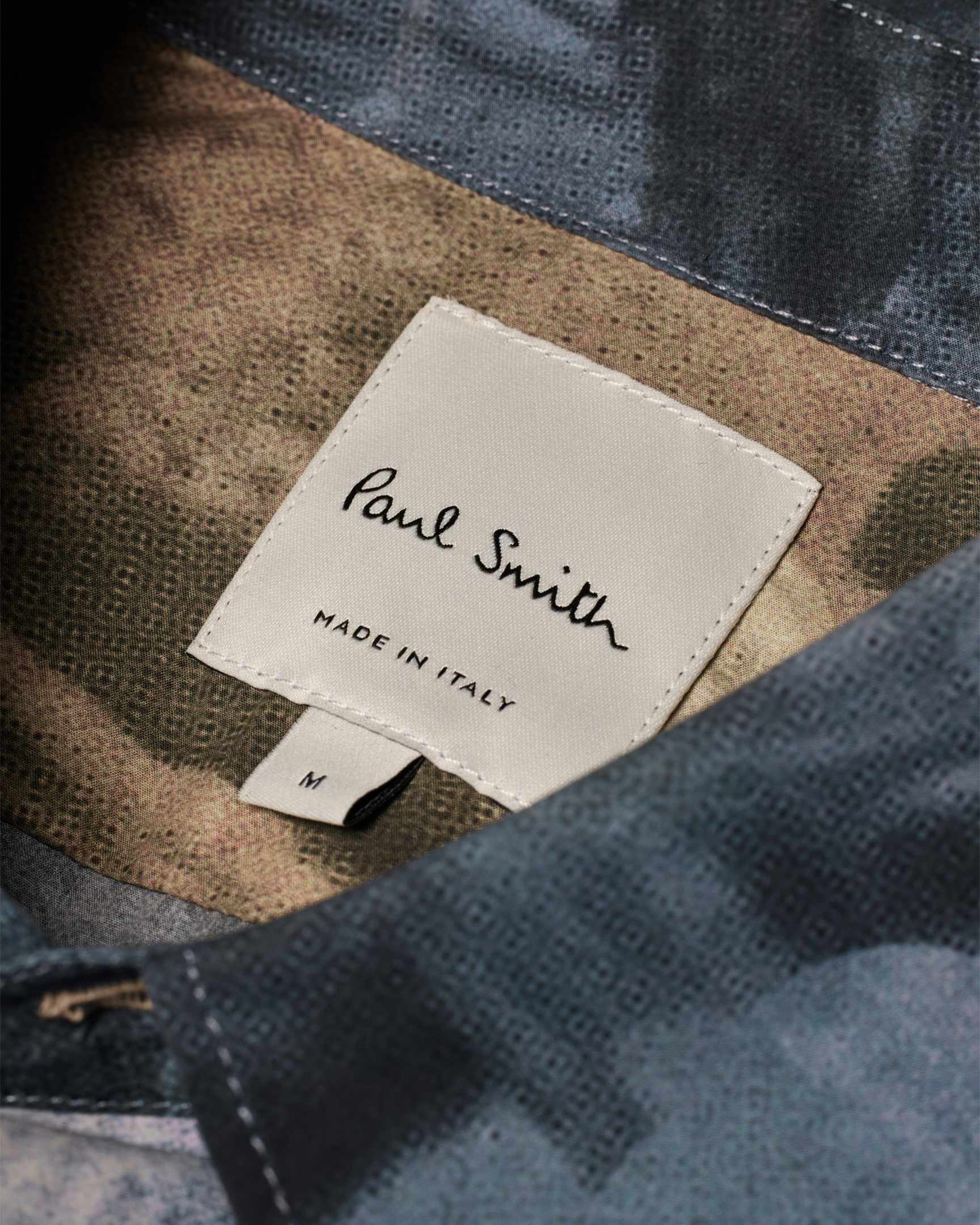 Men's Blue Photo Print Cotton Shirt