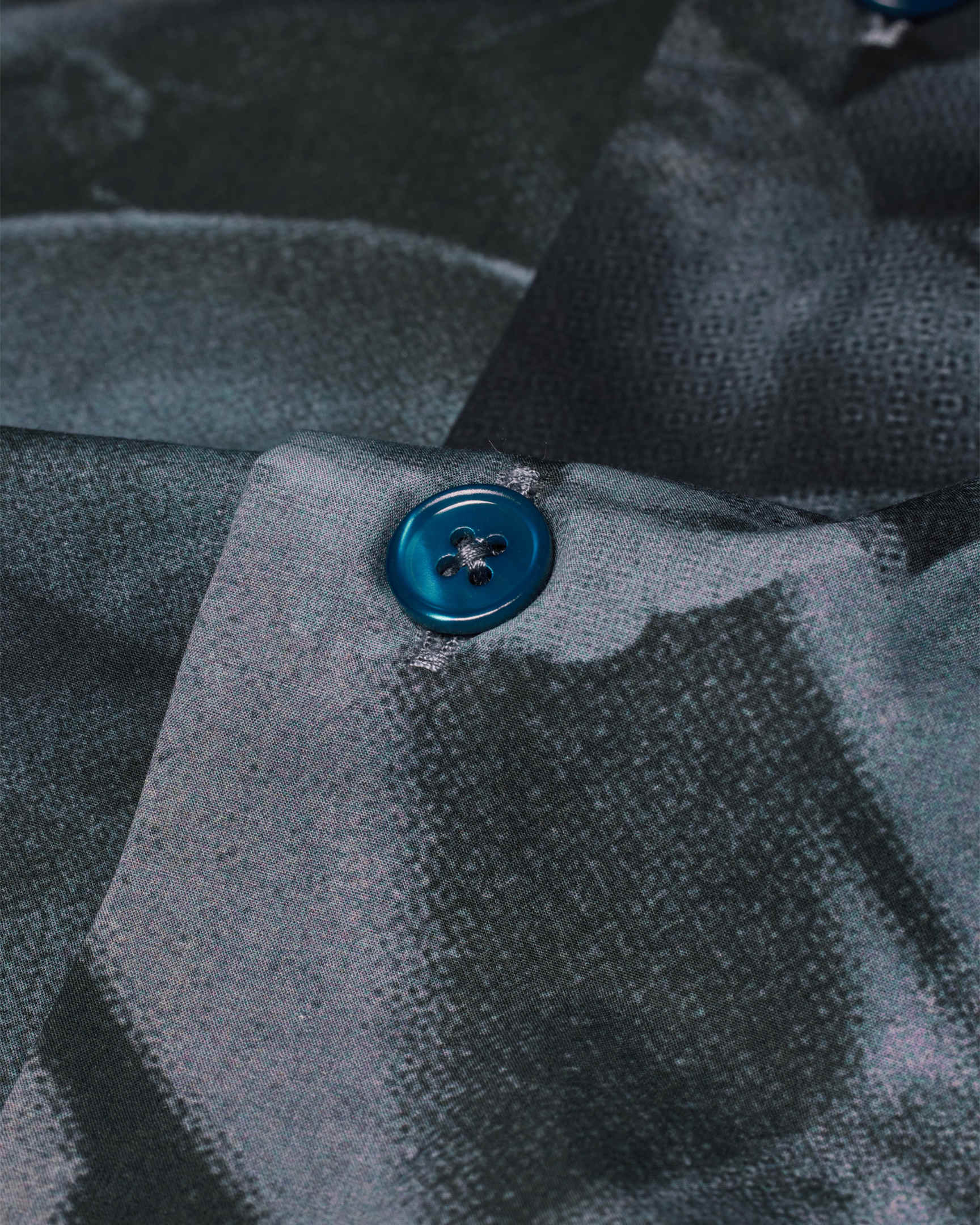 Men's Blue Photo Print Cotton Shirt