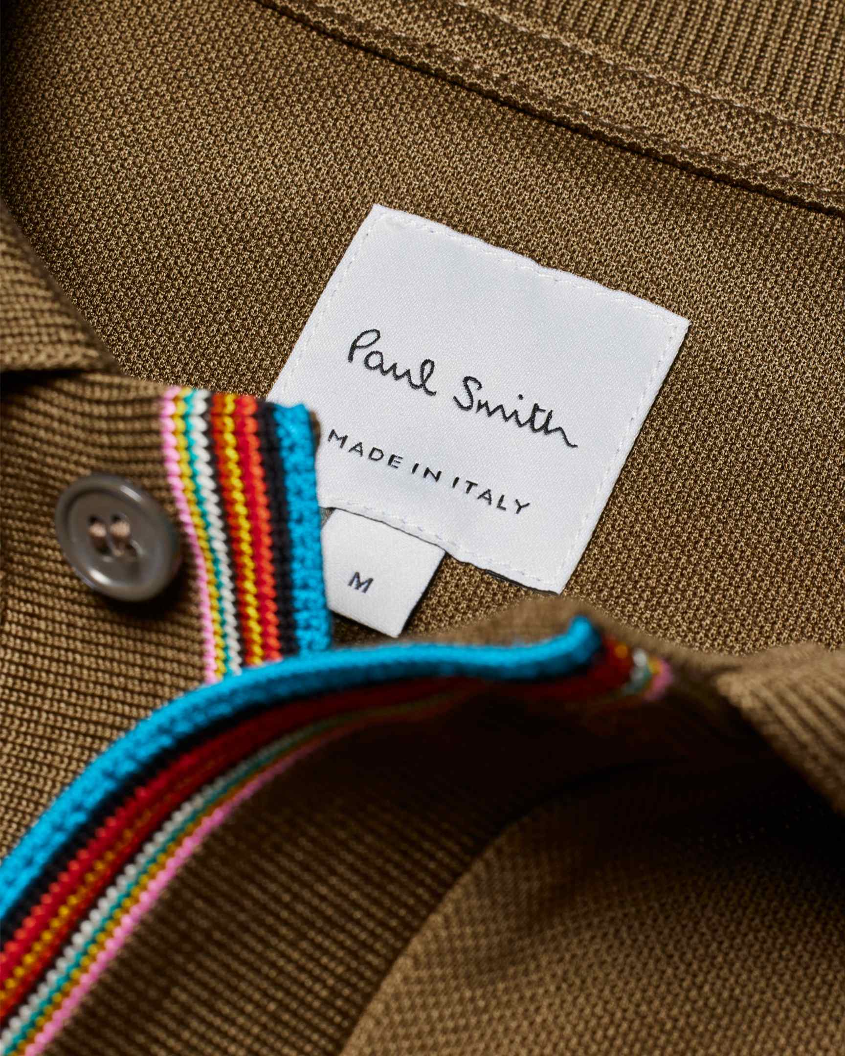 Men's Dark Khaki 'Signature Stripe' Trim Polo Shirt