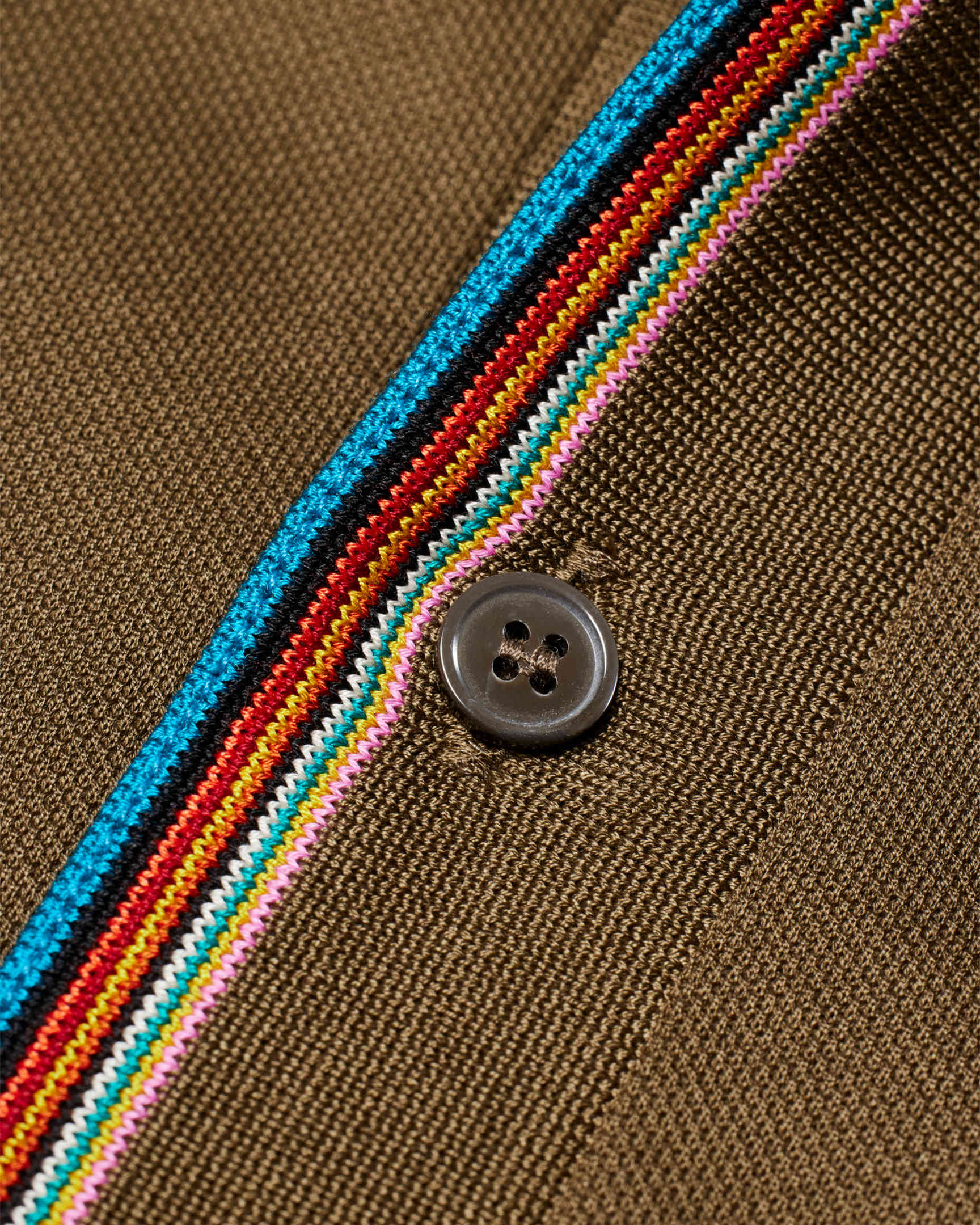 Men's Dark Khaki 'Signature Stripe' Trim Polo Shirt