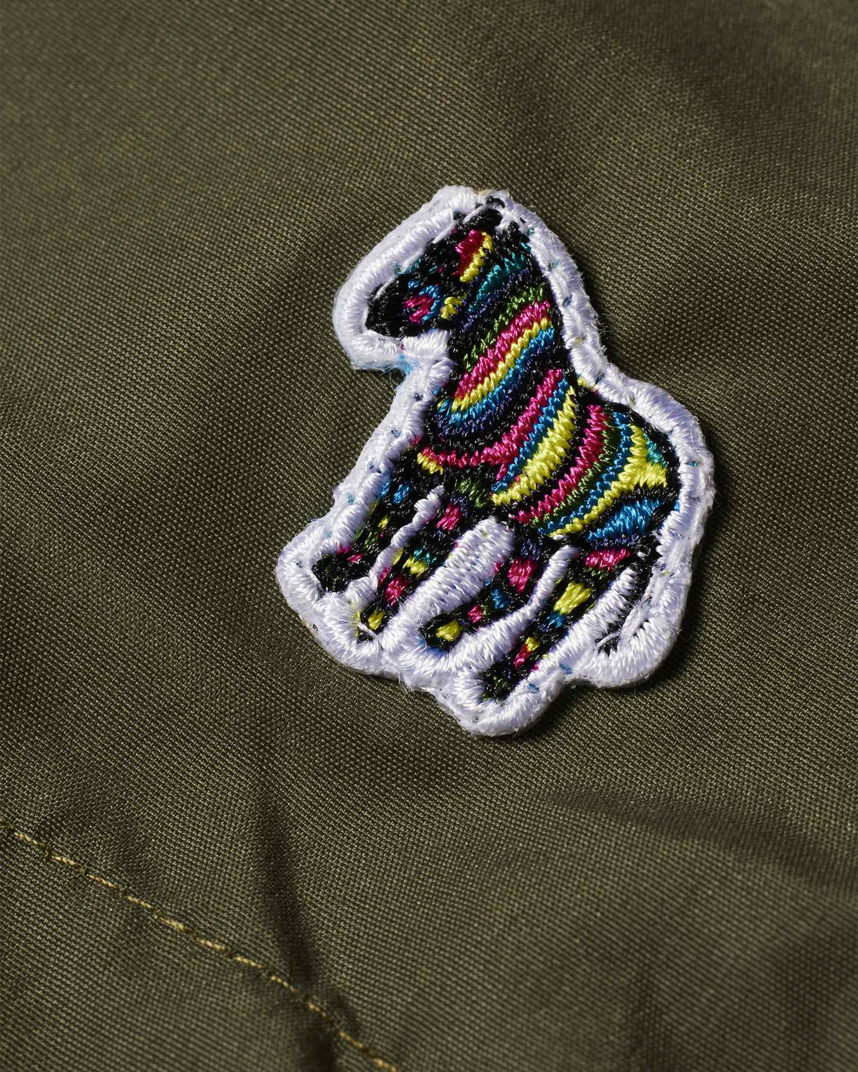 Military Green Zebra Logo Swim Shorts