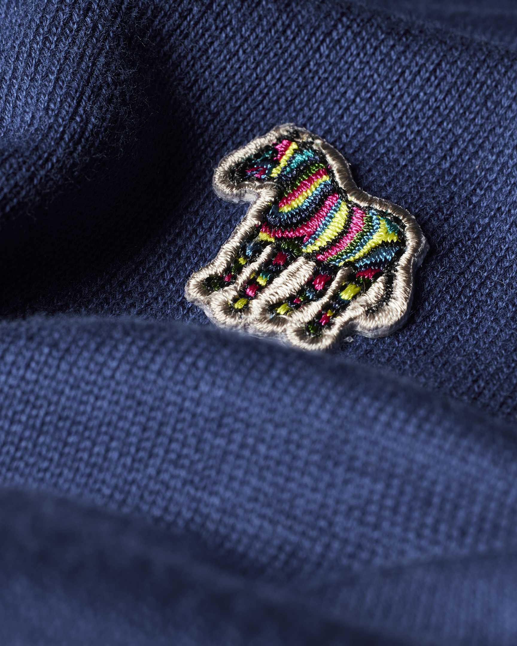 Men's Royal Blue Organic Cotton Half Zip Zebra Logo Sweater