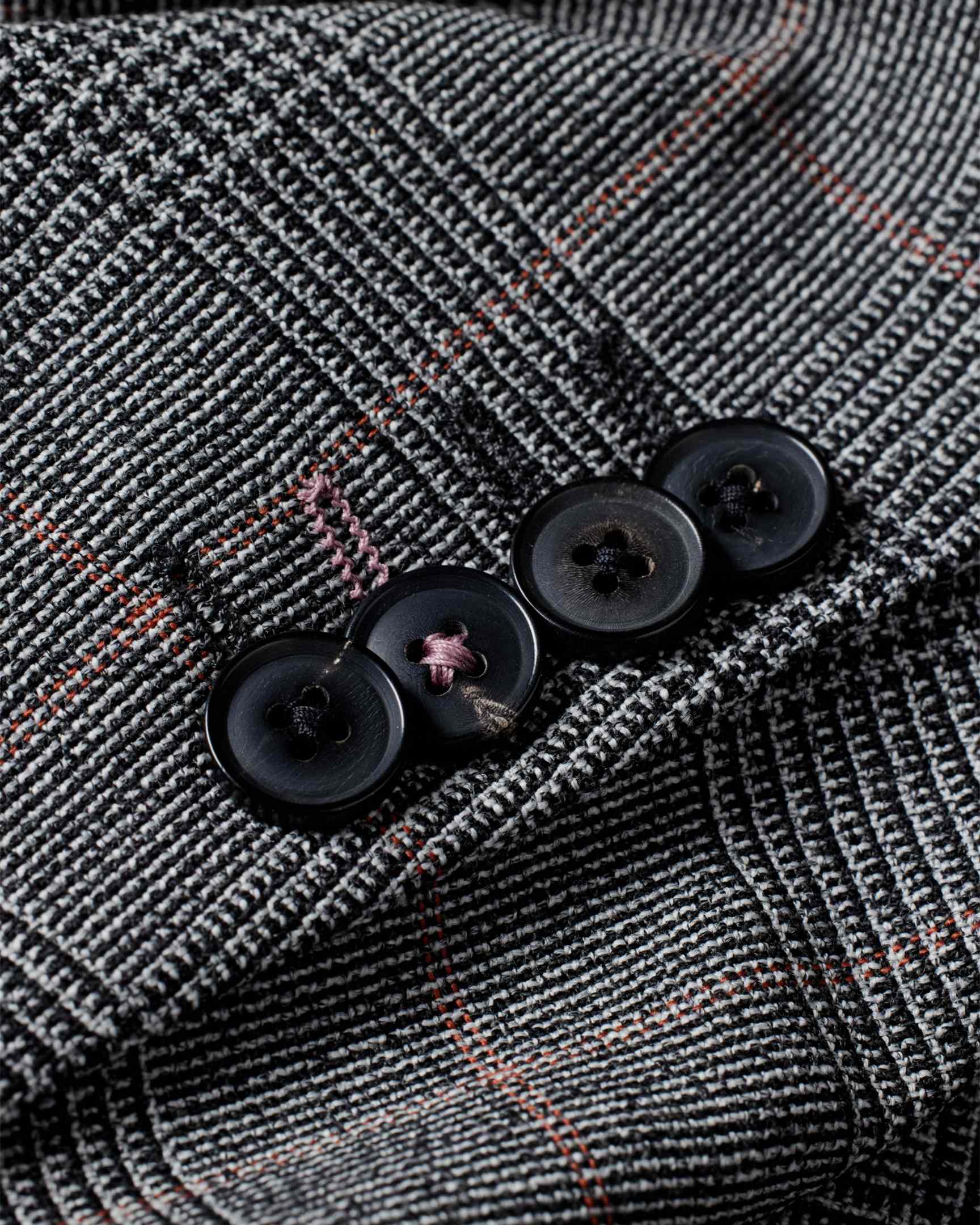 Men's Tailored-Fit Grey Check Wool Buggy-Lined Blazer