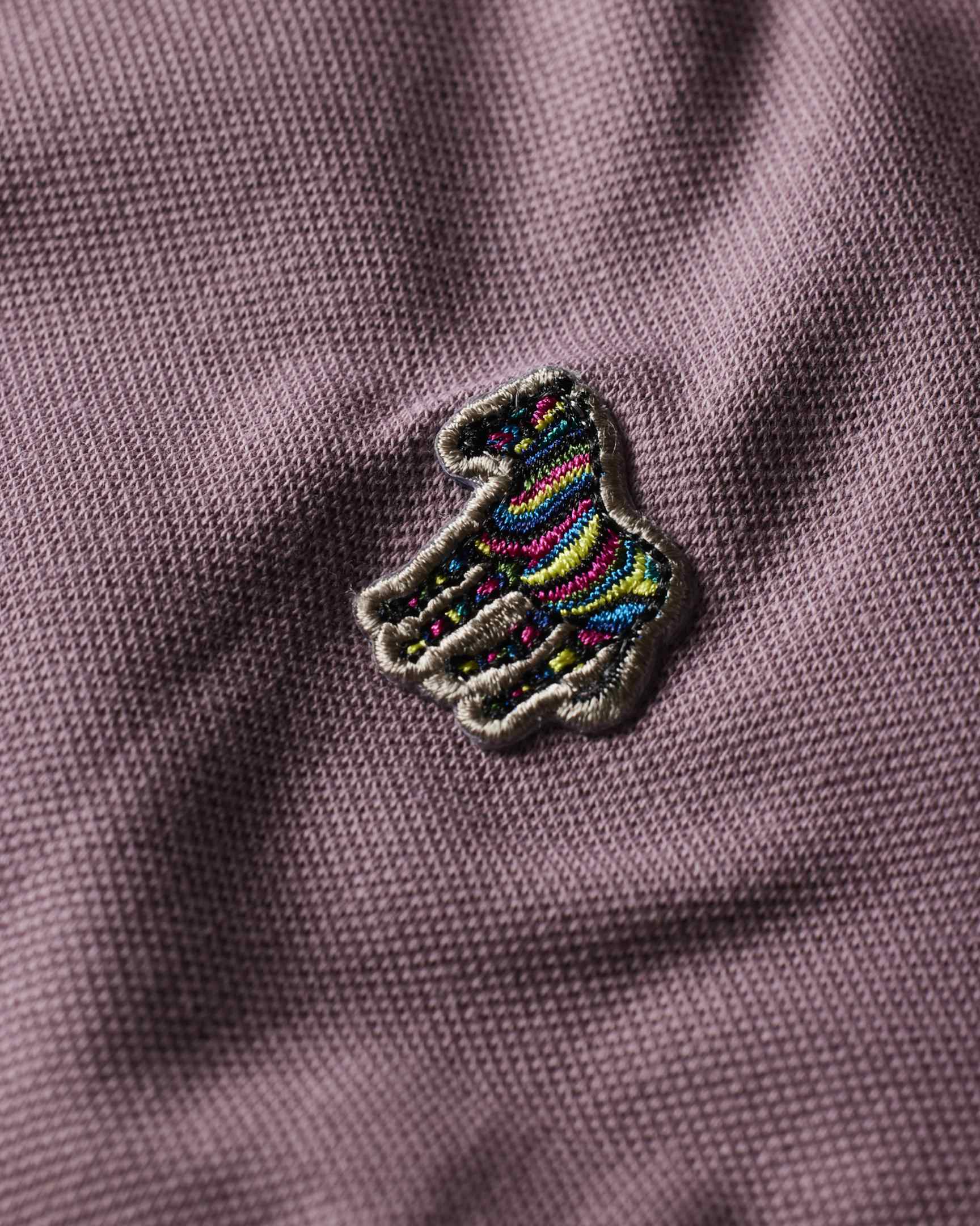 Men's Slim-Fit Powder Pink Zebra Logo Polo Shirt With Blue Tipping
