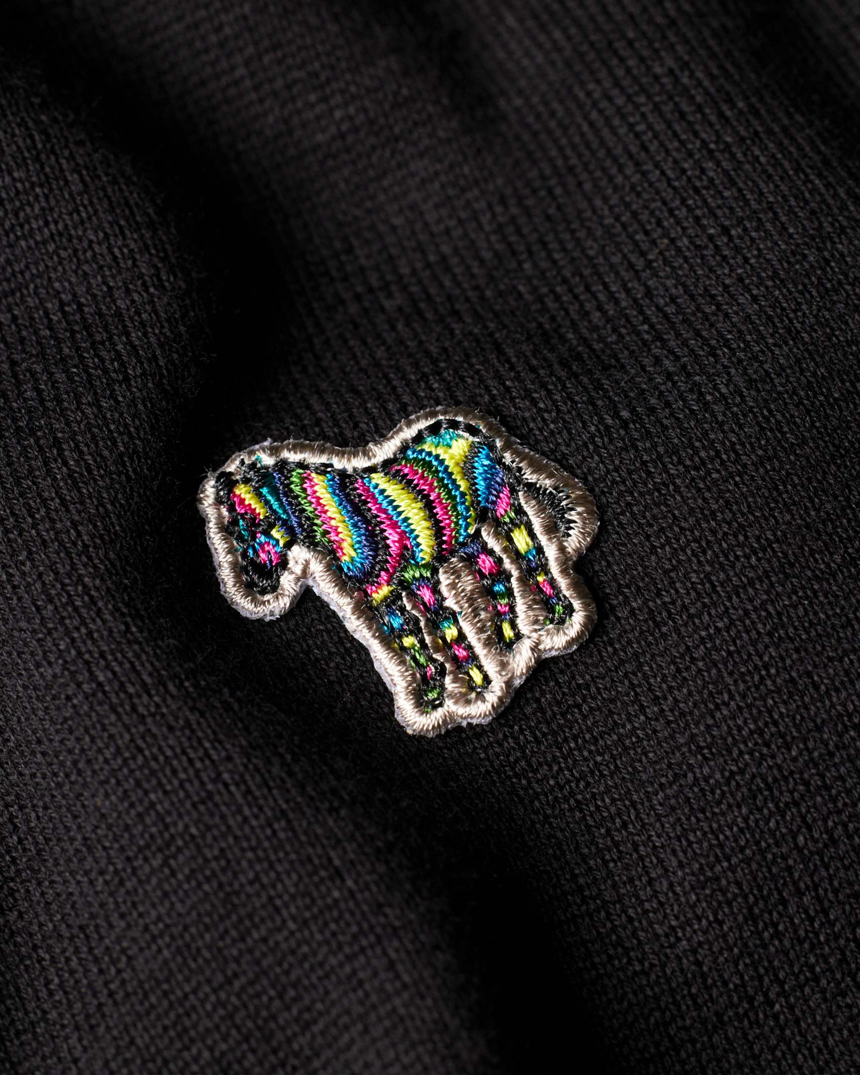 Men's Black Organic Cotton Zebra Logo Sweater