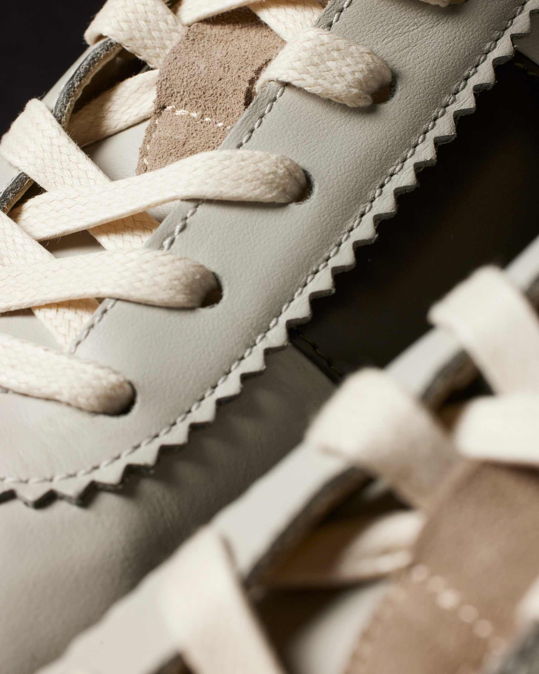 Men's Ecru Leather 'Foley' Trainers