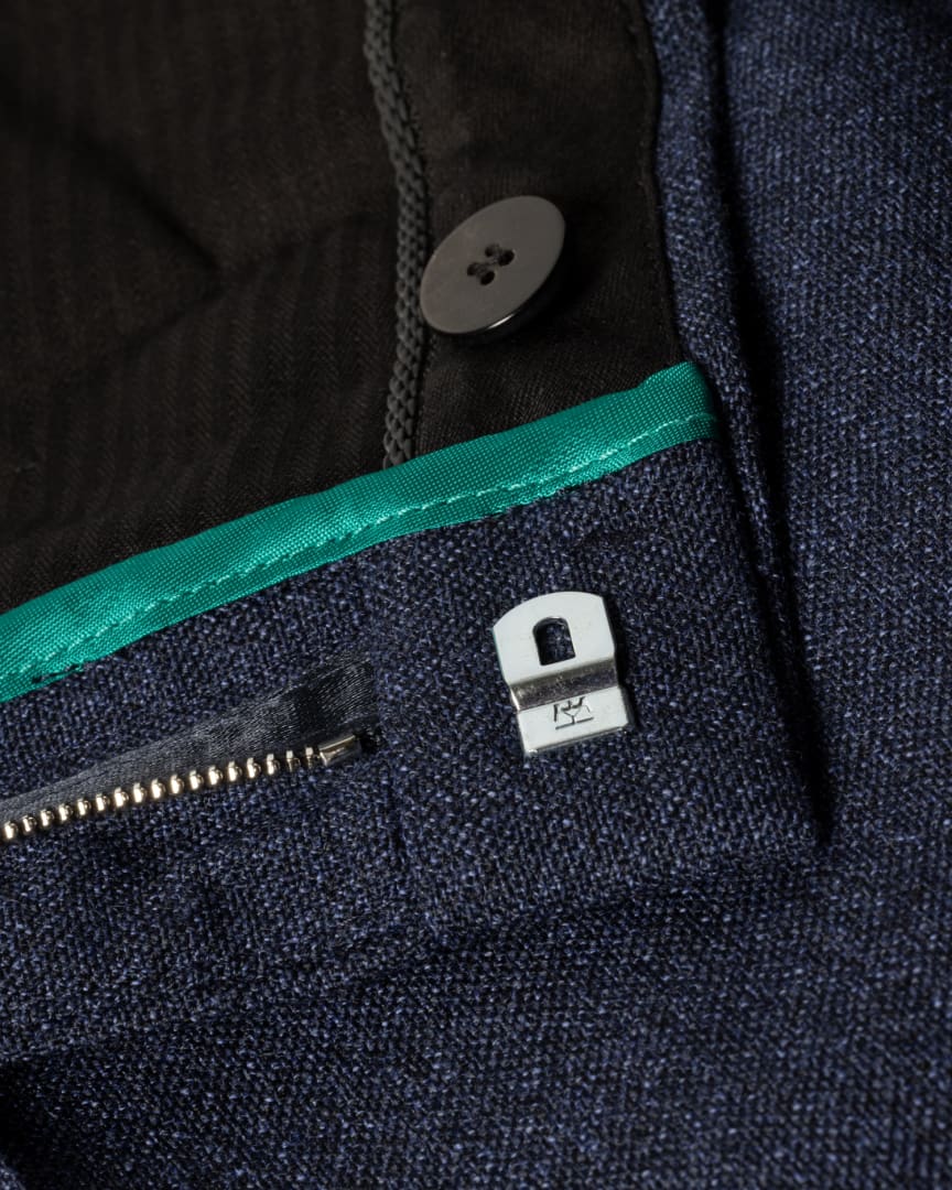 Slim-Fit Slate Blue Wool Nep Pants