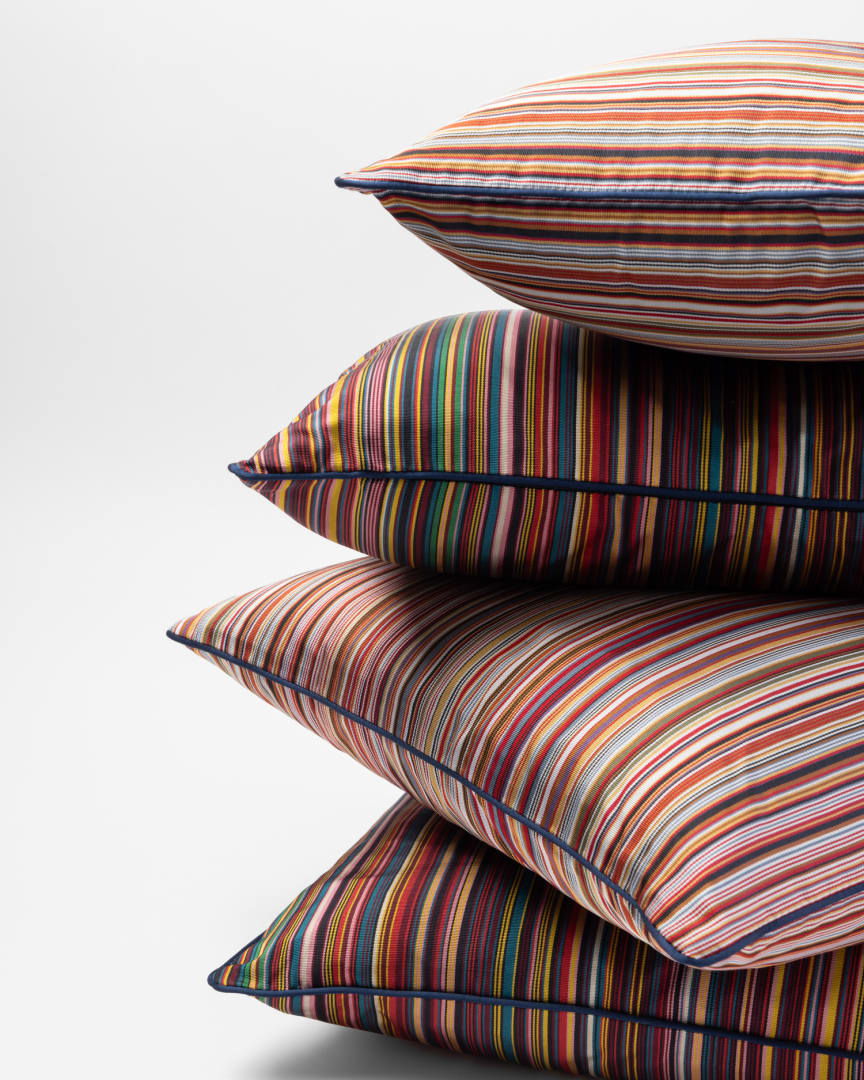 Classic 'Signature Stripe' Silk Bolster Cushion