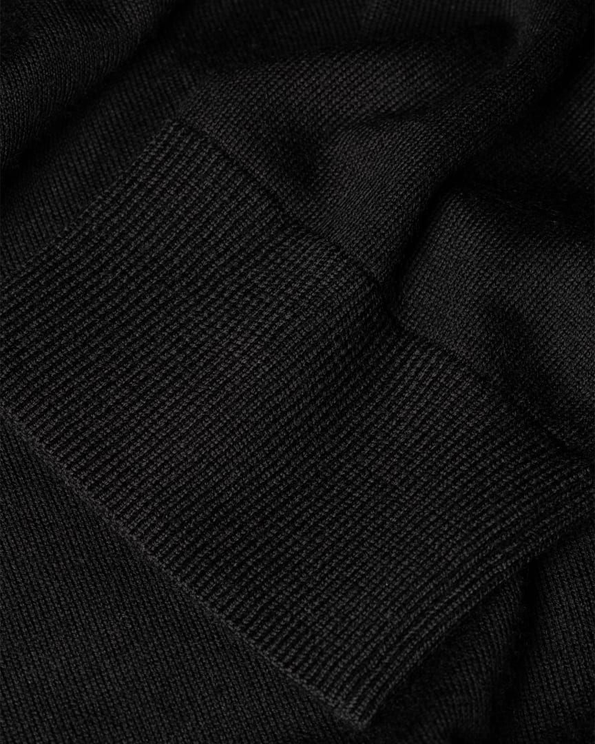 Men's Black Merino Wool 'Signature Stripe Collar Sweater