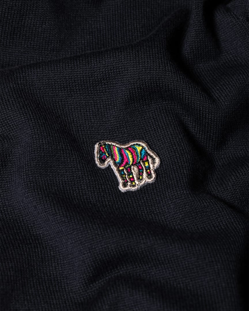 Men's Navy Half Zip Zebra Logo Sweater