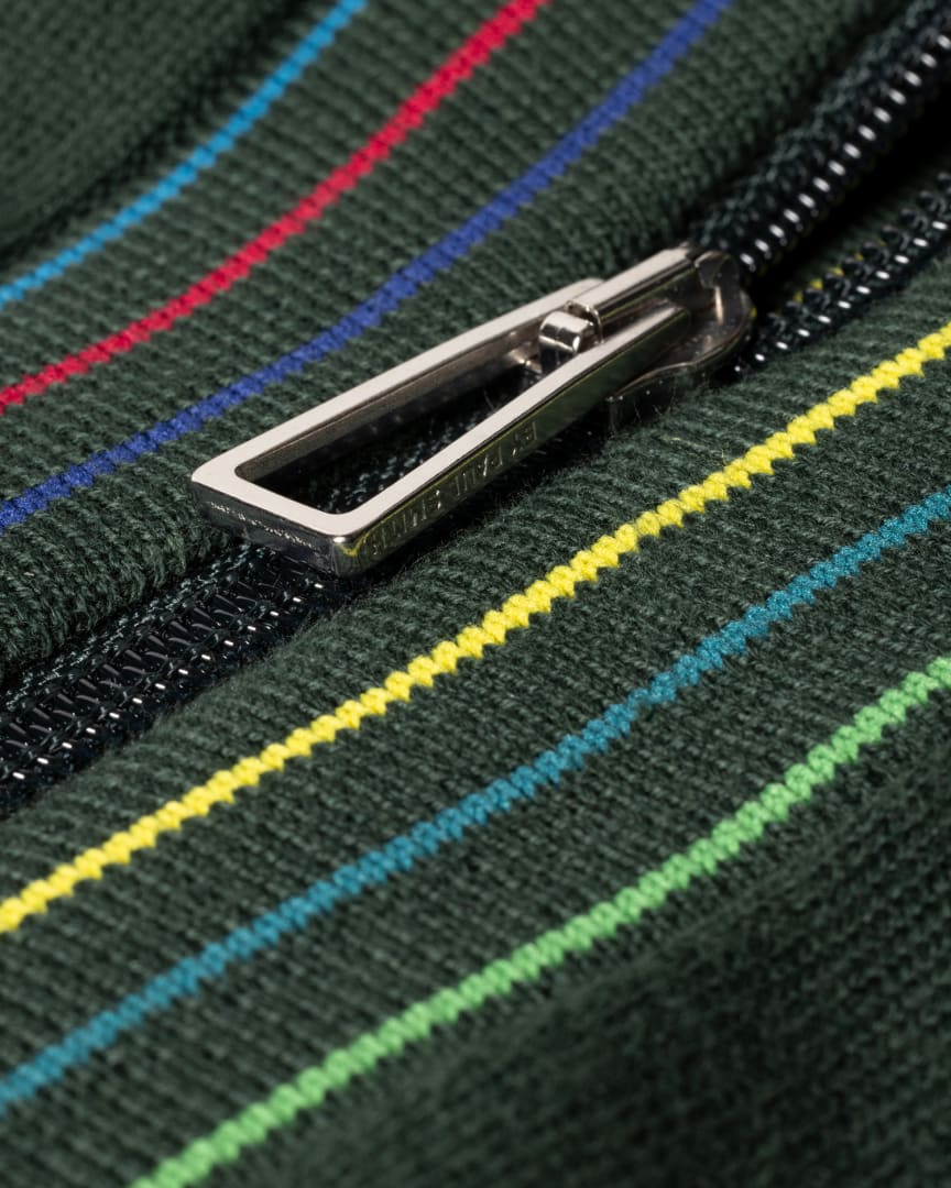 Men's Dark Green 'Sports Stripe' Zip Cardigan