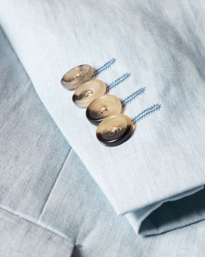 Men's Light Blue Linen Buggy-Lined Blazer