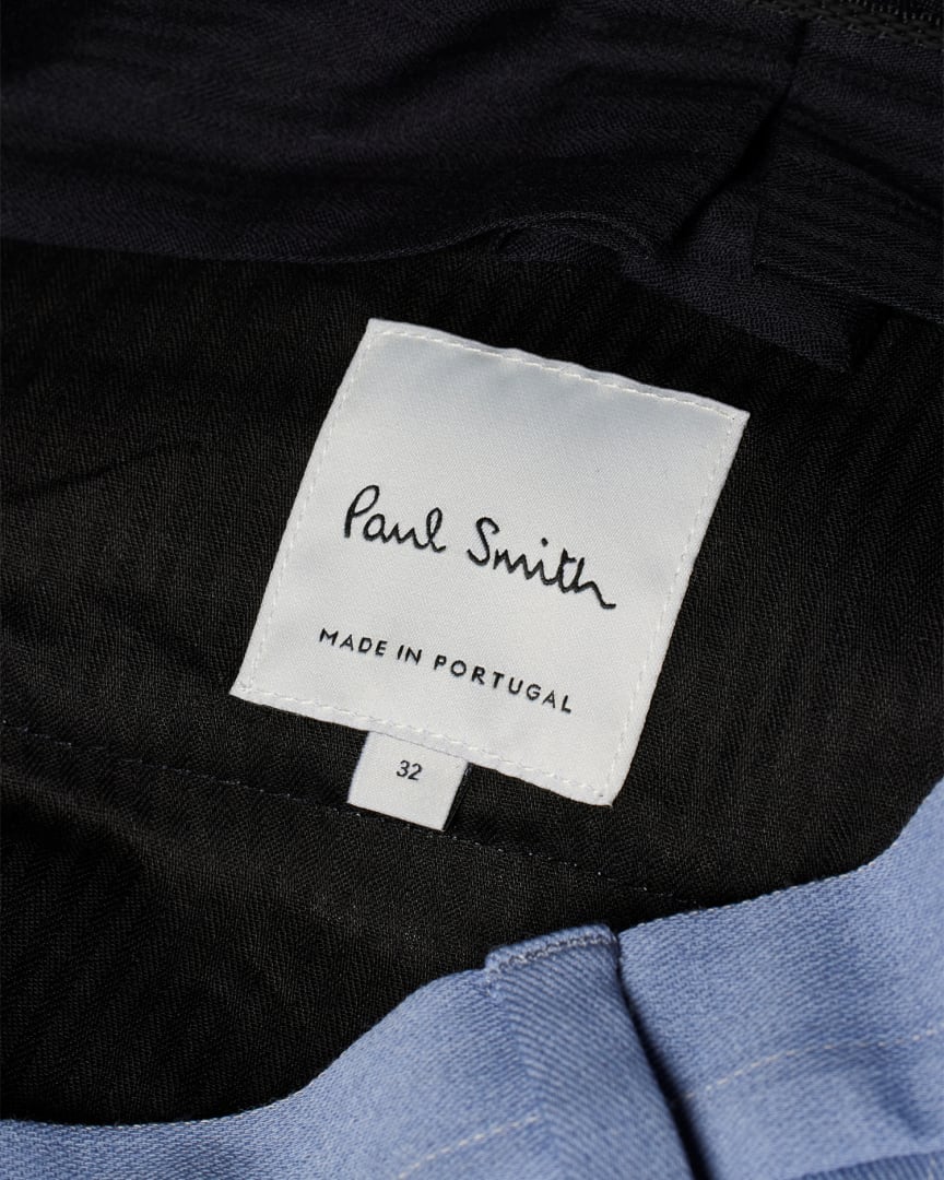 Men's Slim-Fit Light Blue Overdyed Pinstripe Trousers