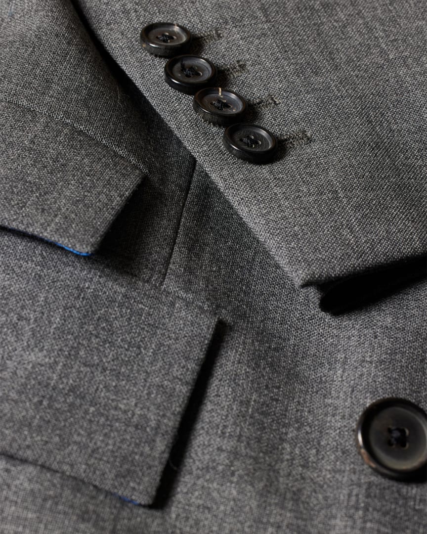 Men's Grey Fresco Wool Double-Breasted Blazer