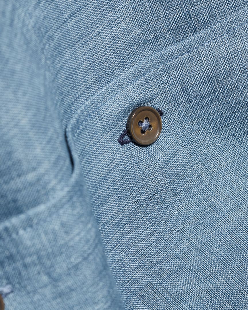 Men's Slim-Fit Light Blue Linen Shirt