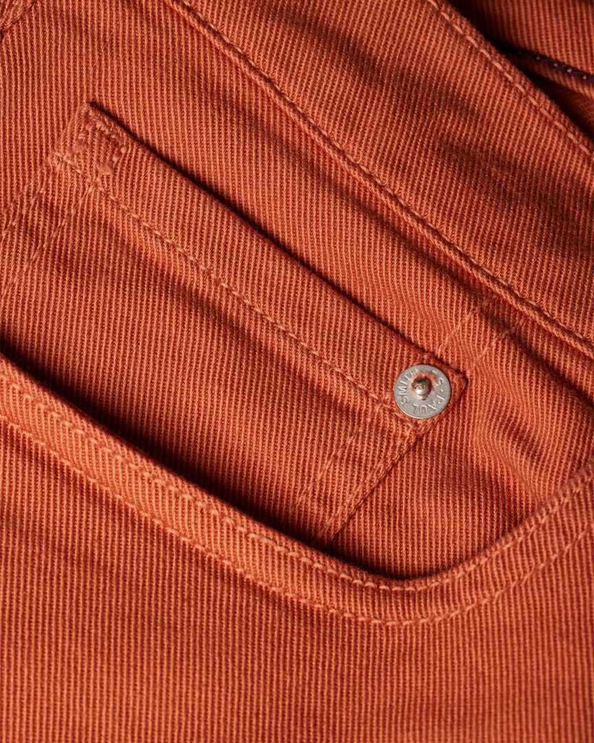 Men's Tapered-Fit Rust Garment-Dyed Organic Cotton-Stretch Jeans