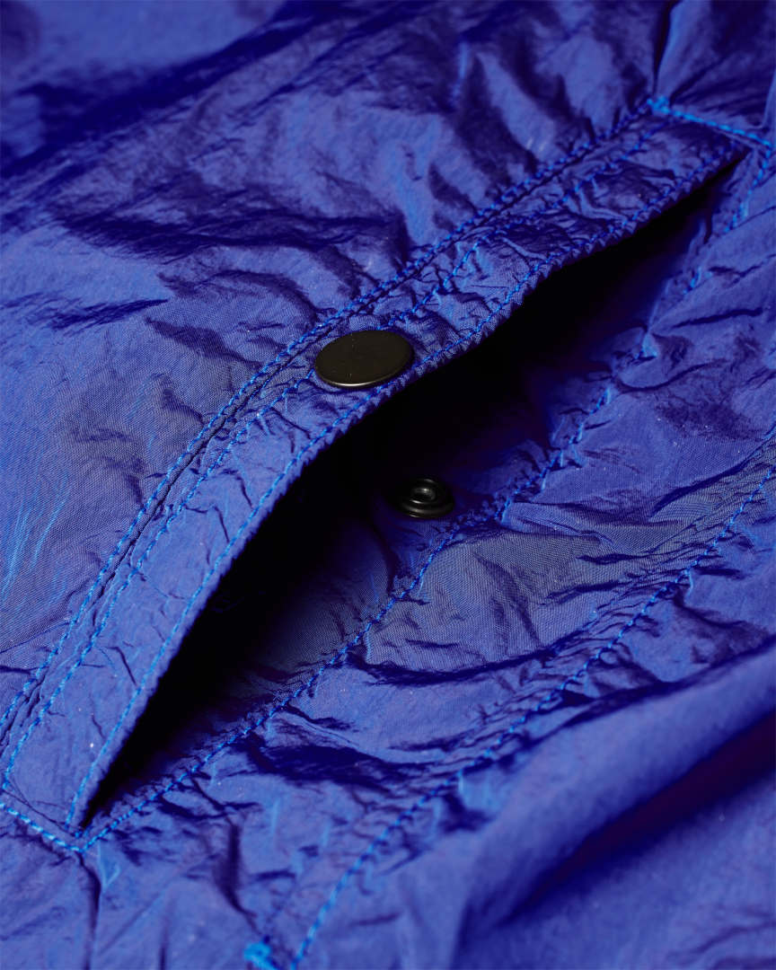 Men's Cobalt Blue Recycled-Nylon Zip Shirt Jacket